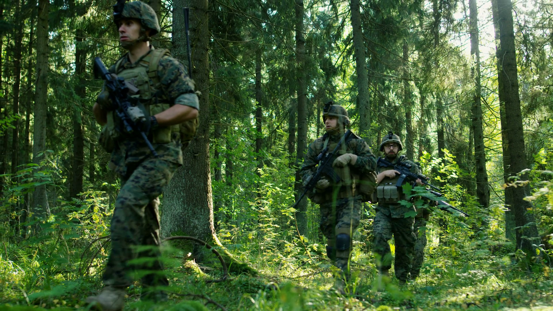 Squad Of Five Fully Equipped Soldiers On Stock Footage SBV-352915391 ...