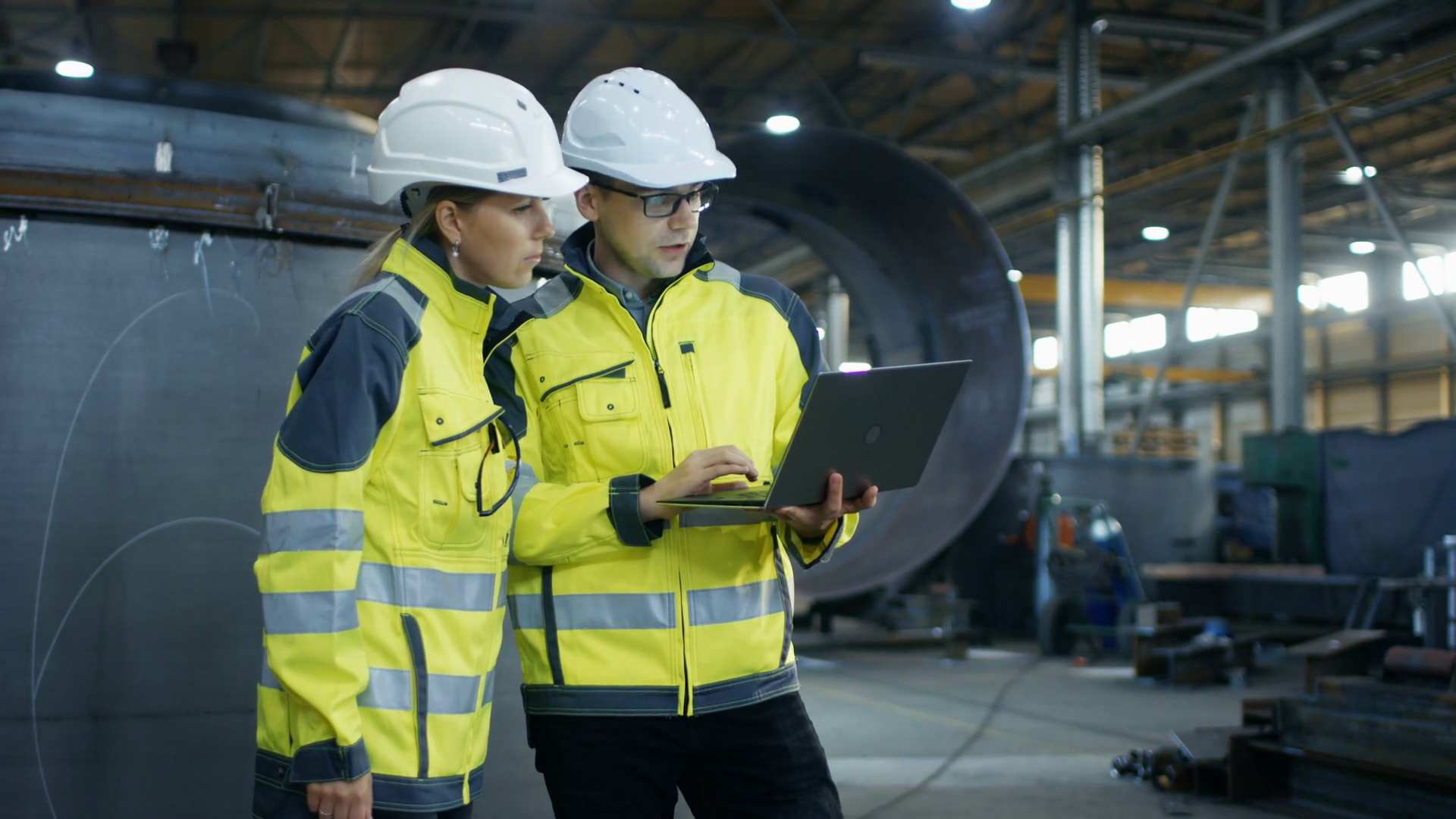 Male Female Industrial Engineers In Hard Stock Footage SBV-352928823 ...