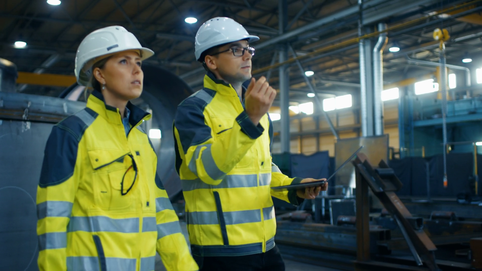 Male Female Industrial Engineers In Hard Stock Footage SBV-352928827 ...
