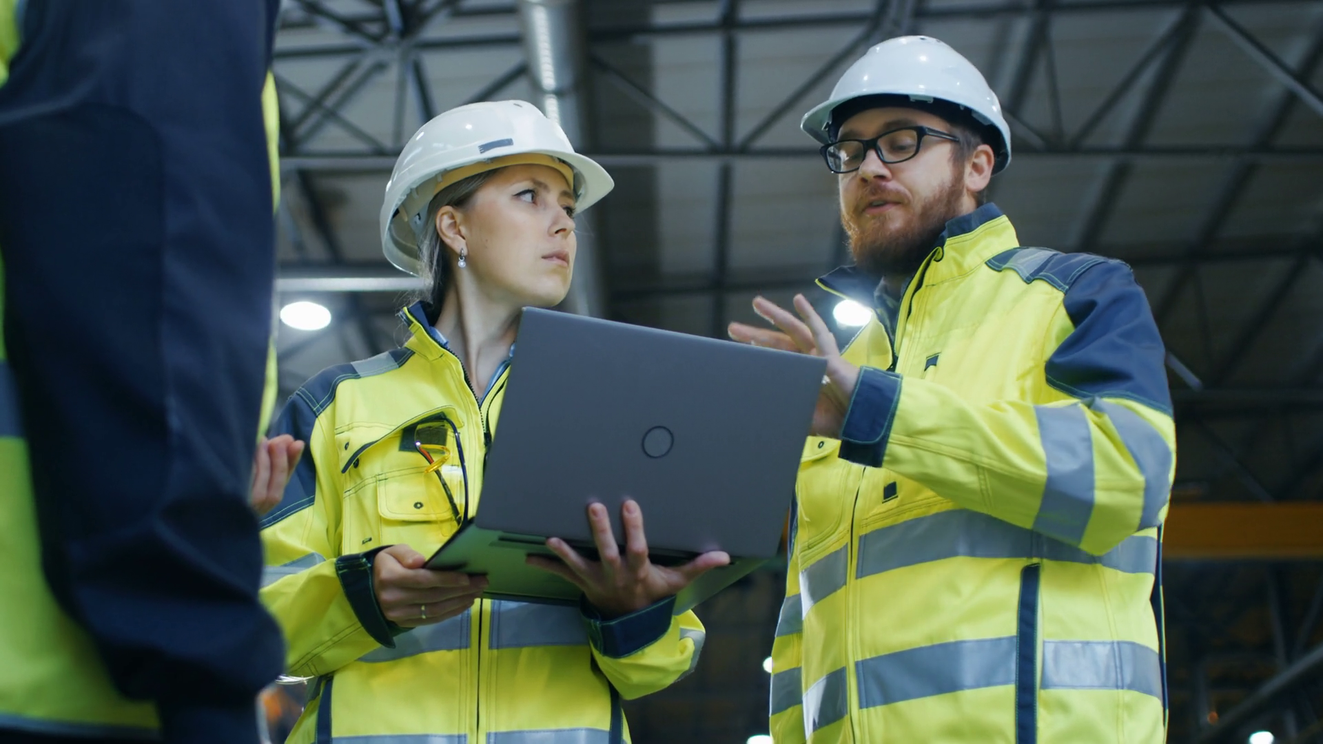 Male Female Industrial Engineers Talk With Stock Footage SBV-352928878 ...