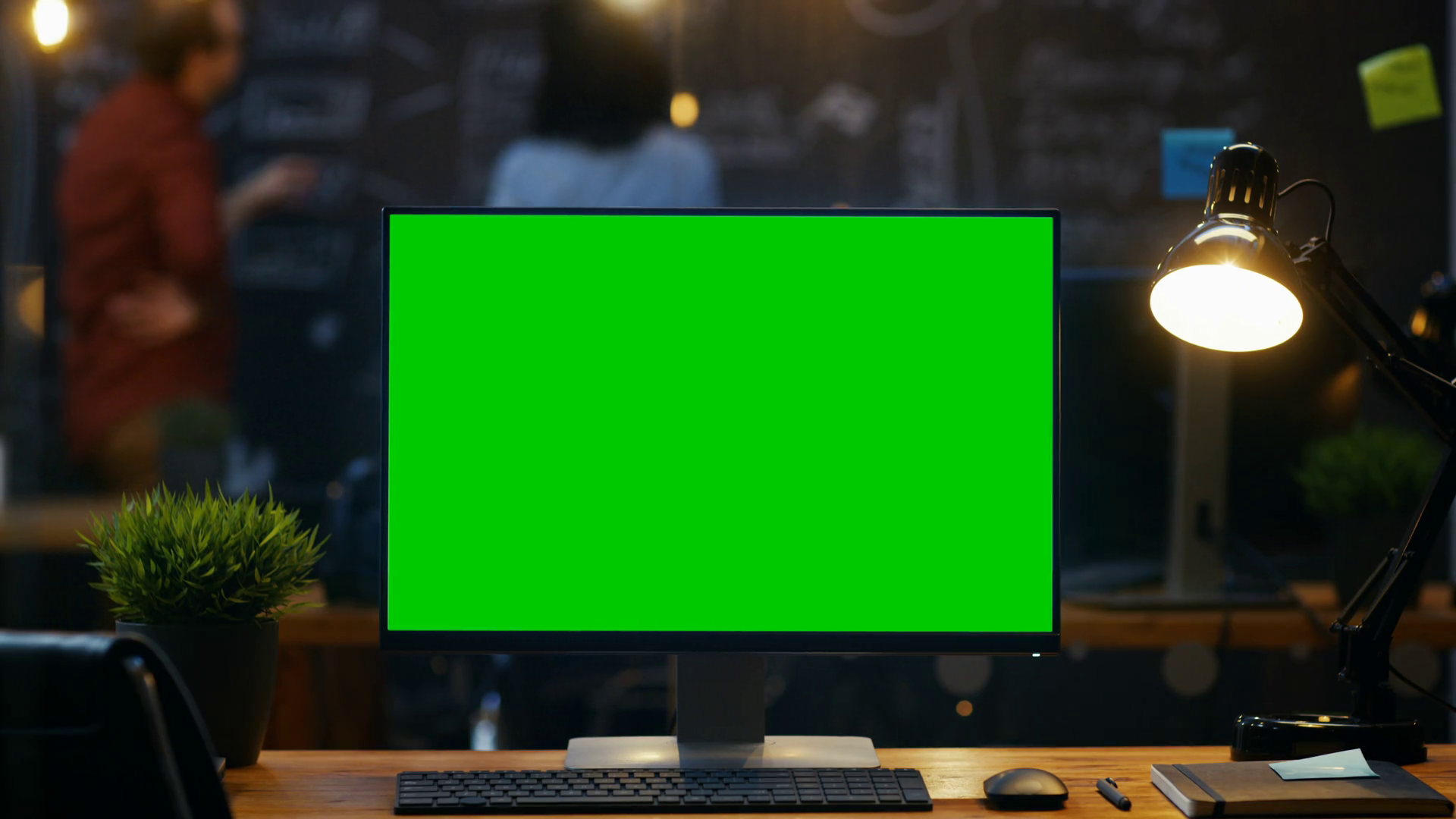 office computer green screen