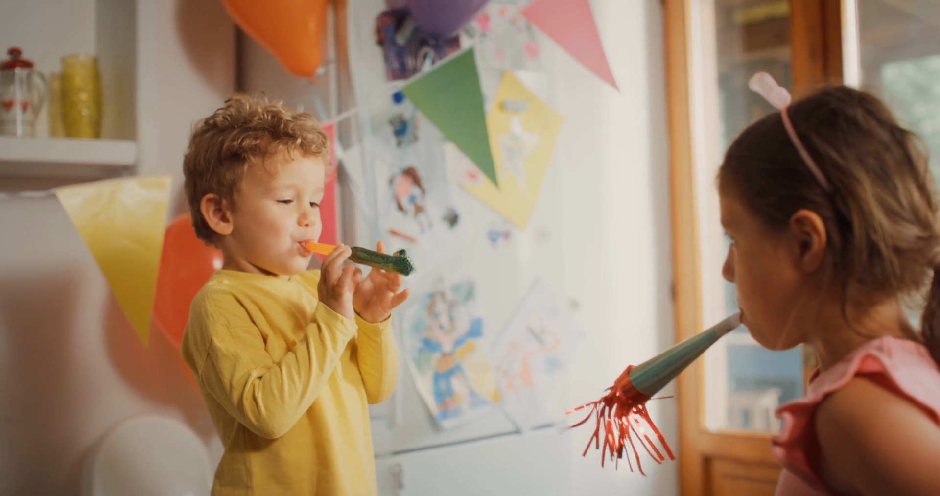 Portrait Of Two Little Kids Making Noises Stock Footage SBV-348439570 ...