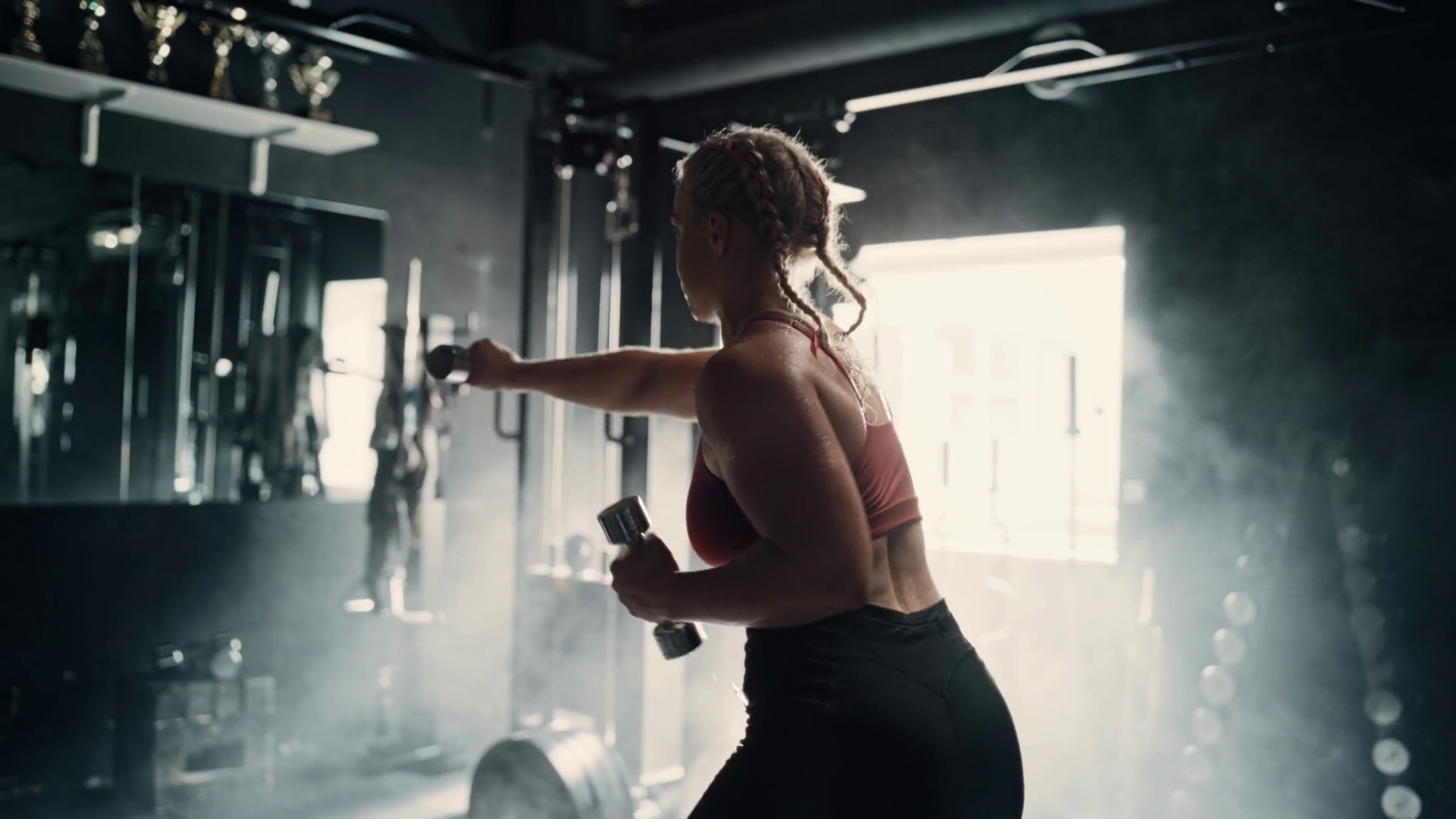 A Female Kickboxer Building Arms' Muscles Stock Footage SBV-348454528 ...