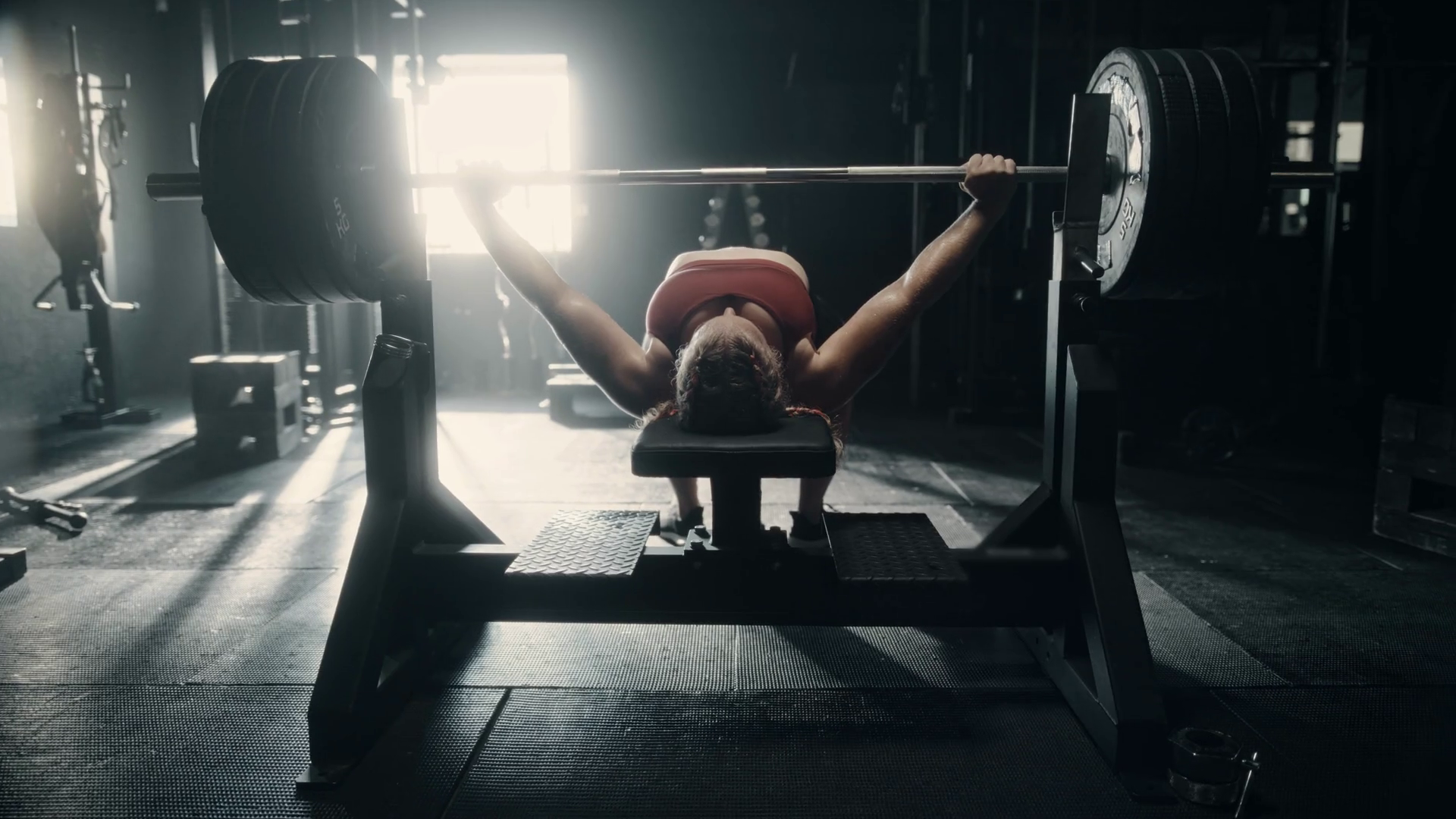 Portrait Of Strong Woman Lifting Weights Stock Footage SBV-348454602 ...