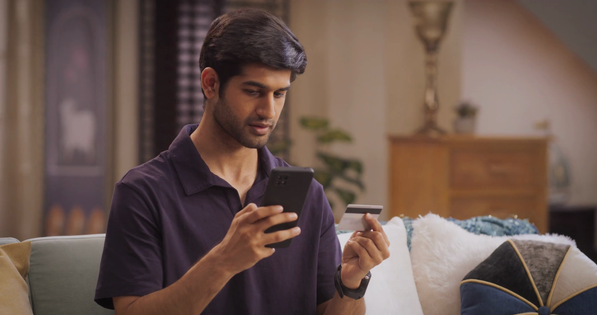 Indian Man Using Smartphone Credit Card: Stock Footage SBV-348440528 ...