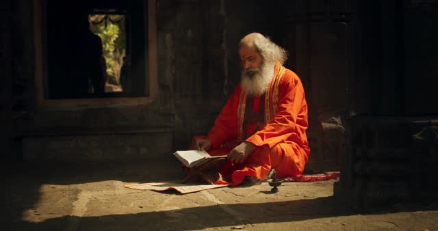 Bhramin India Writing Manuscript Under A Tree Stock Footage: Royalty ...