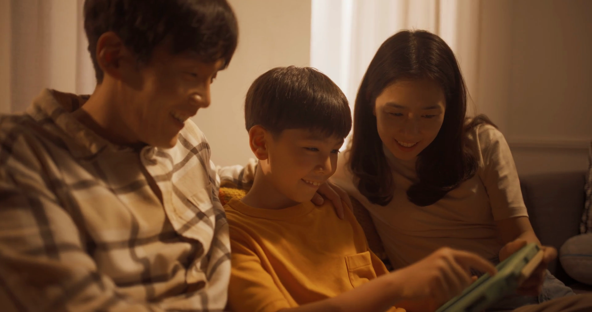 Beautiful Family Of Three Using Digital Stock Footage SBV-348558960 ...