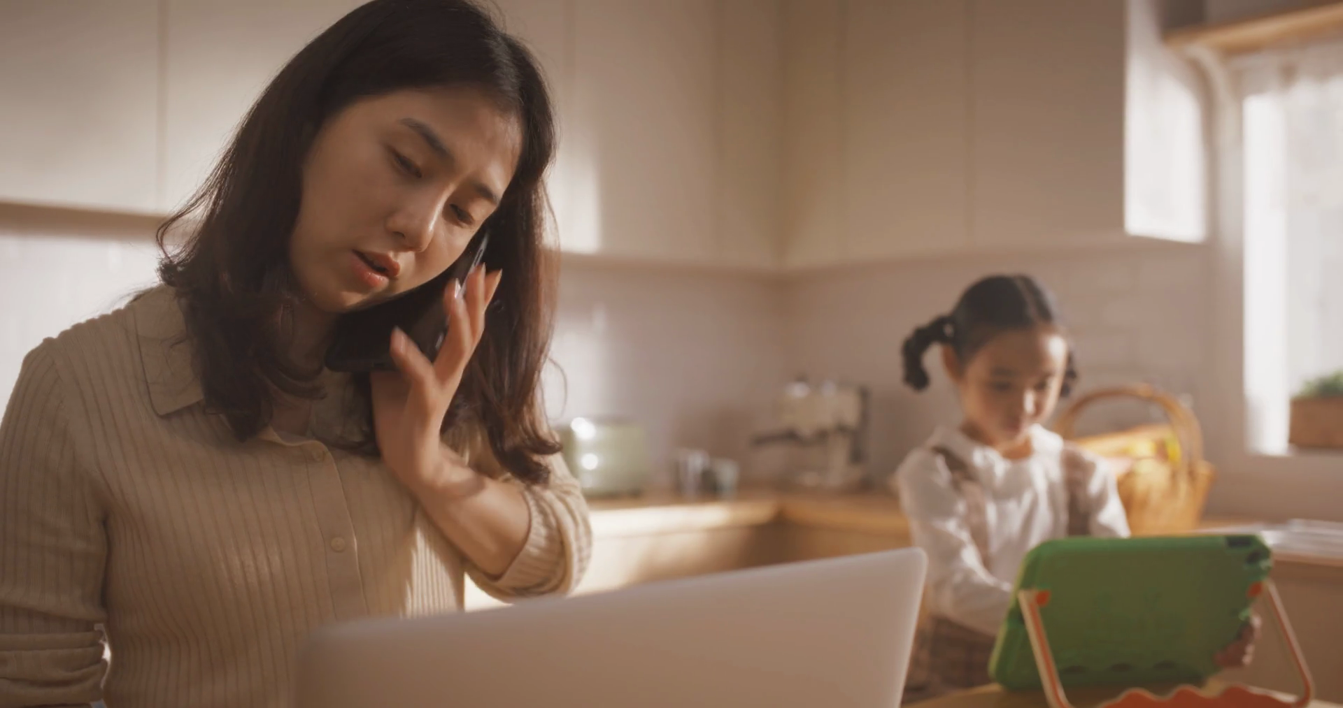 Portrait Of Korean Mother Using Laptop Stock Footage SBV-348559903 ...