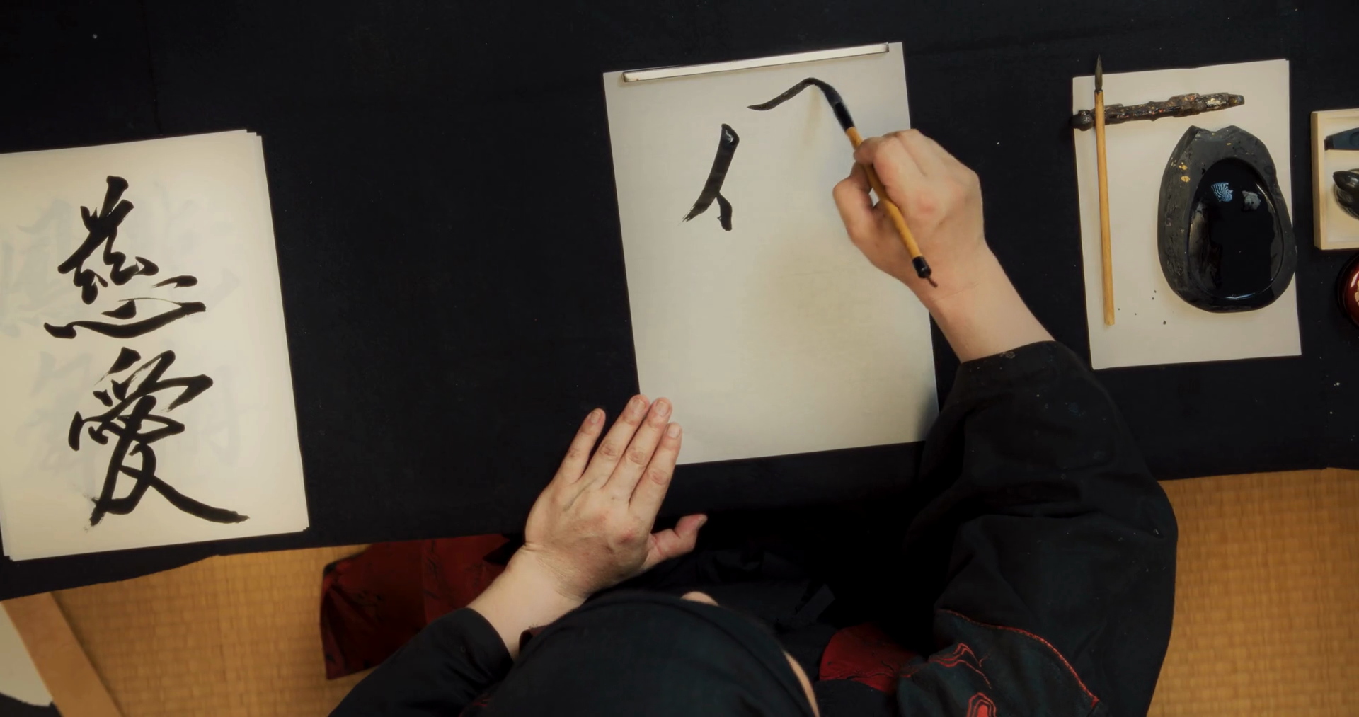 Top Down View Of Japanese Male Calligraphy Stock Footage SBV-348431785 ...