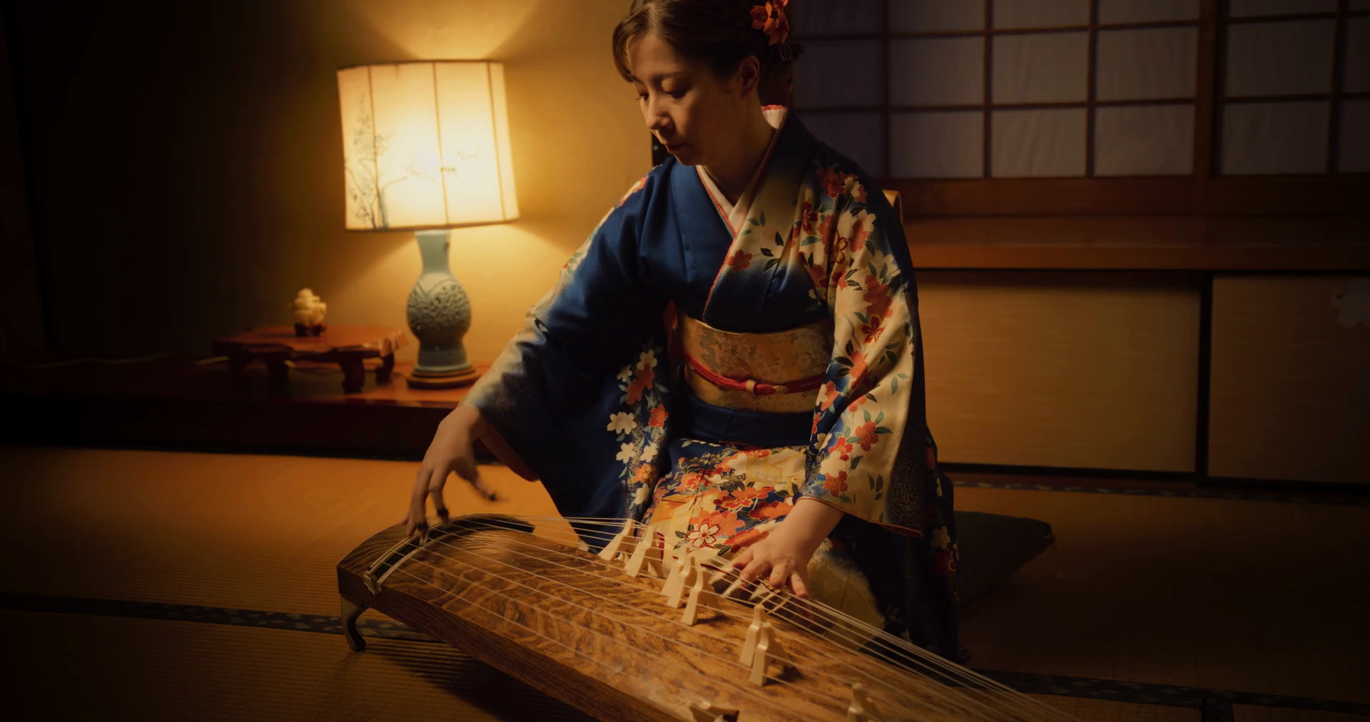 Portrait Of Female Playing On Japanese Koto Stock Footage SBV-348431864 ...
