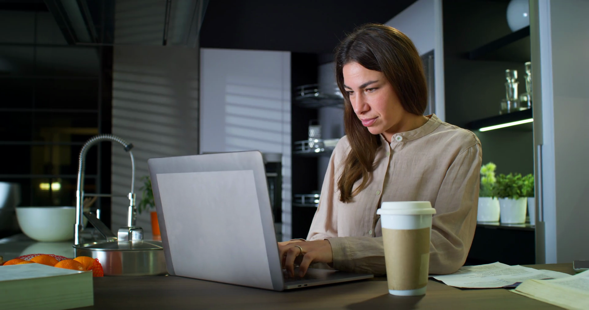 Woman Using Laptop Computer Working From Stock Footage SBV-348519910 ...