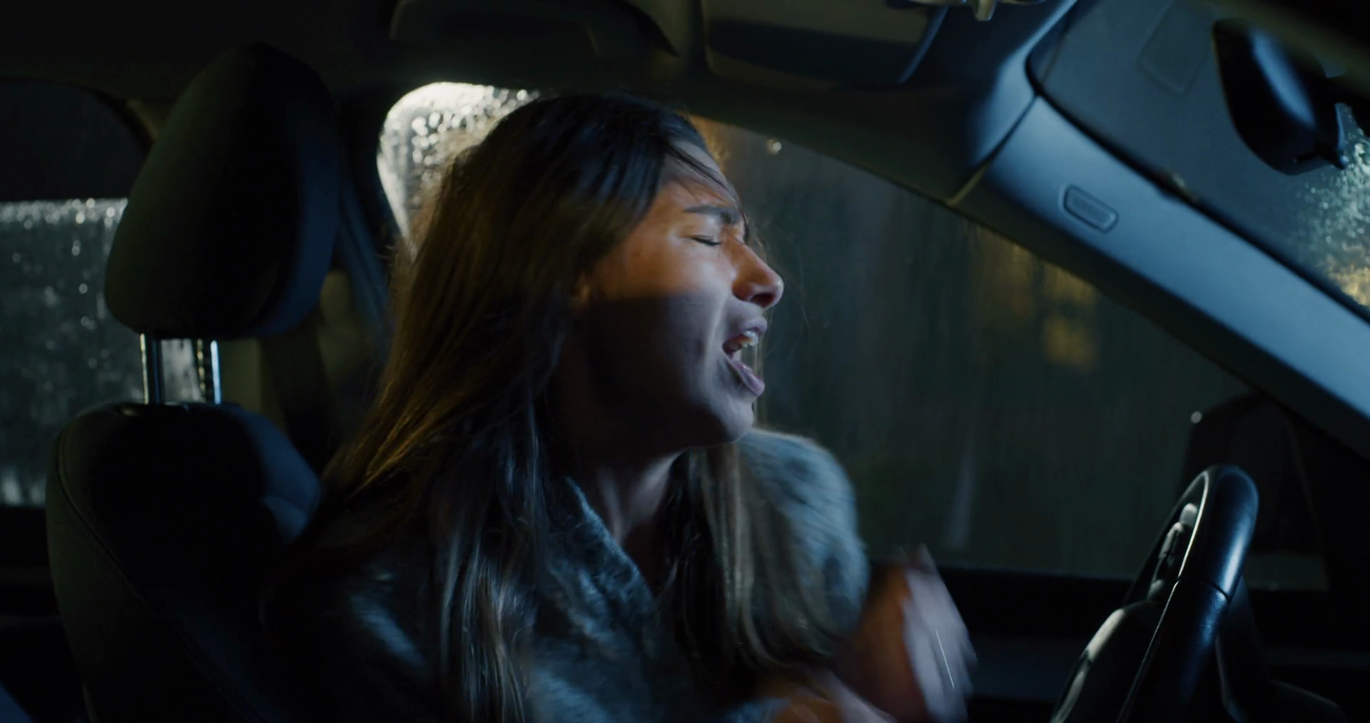 Female Driver Singing Dancing Waiting In Car Stock Footage SBV ...