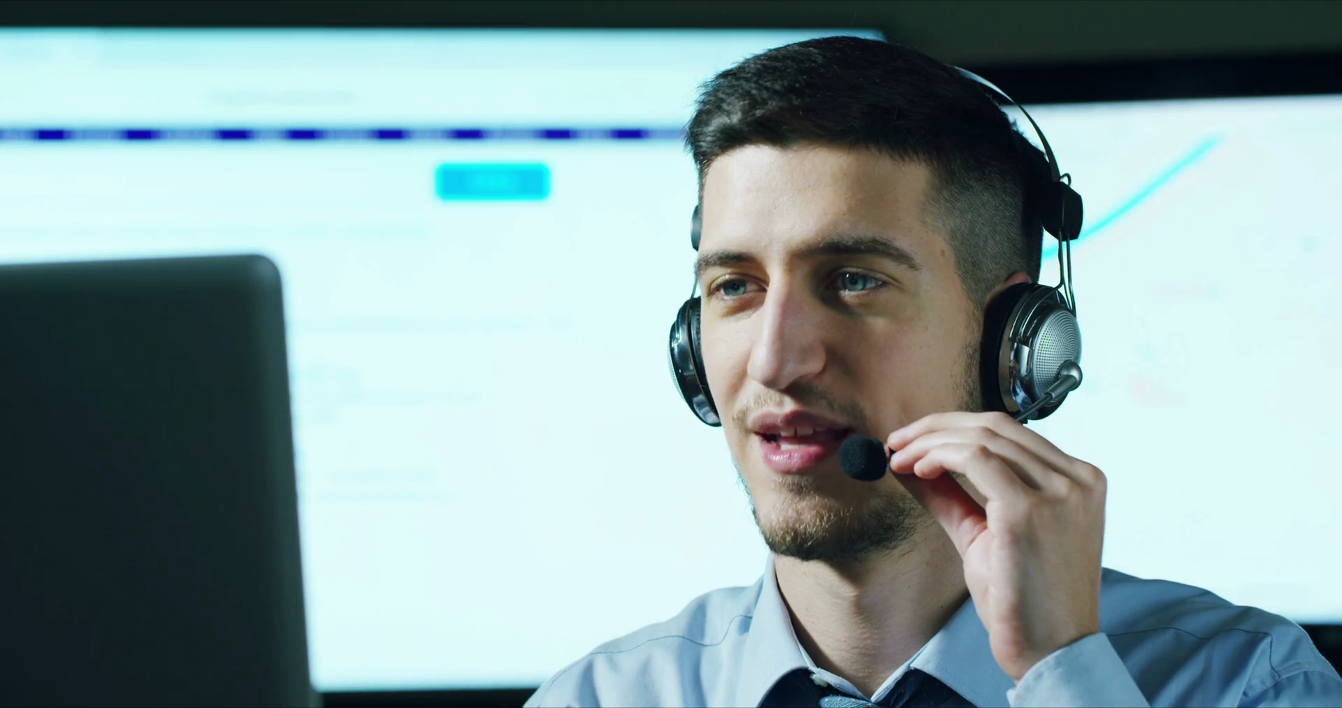 A Young Manwho Work In Customer Service In Stock Footage SBV-348918819 ...