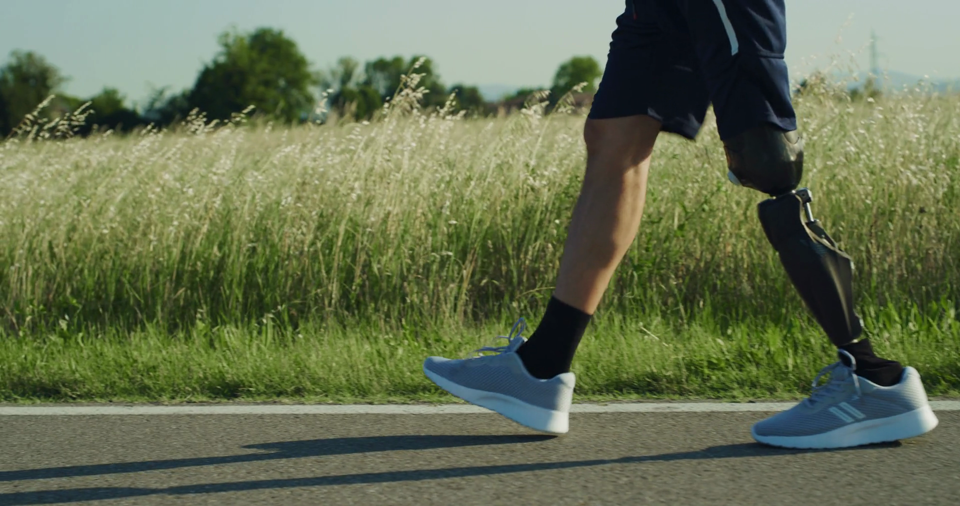 Close Up Of Male Legs With Bionic Prosthetic Stock Footage SBV ...