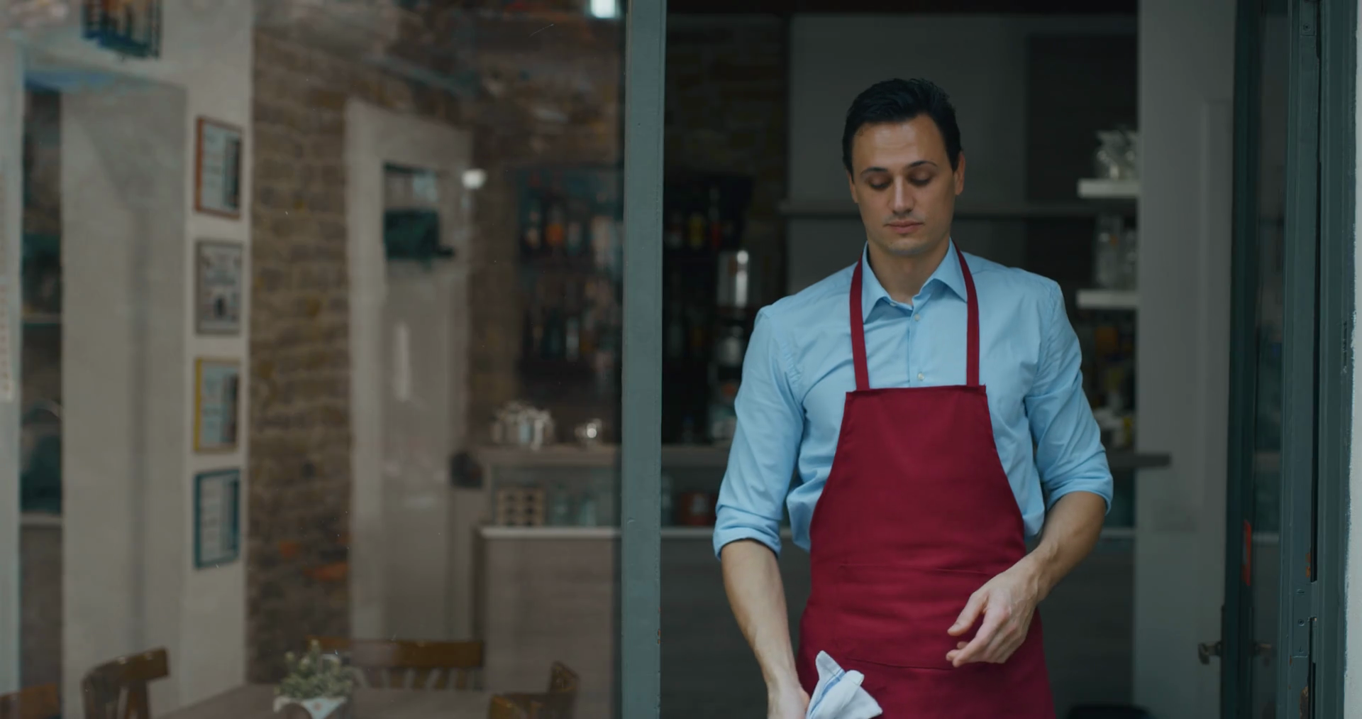 Portrait Of Young Barman Crossing Arms Stock Footage SBV-348929404 ...