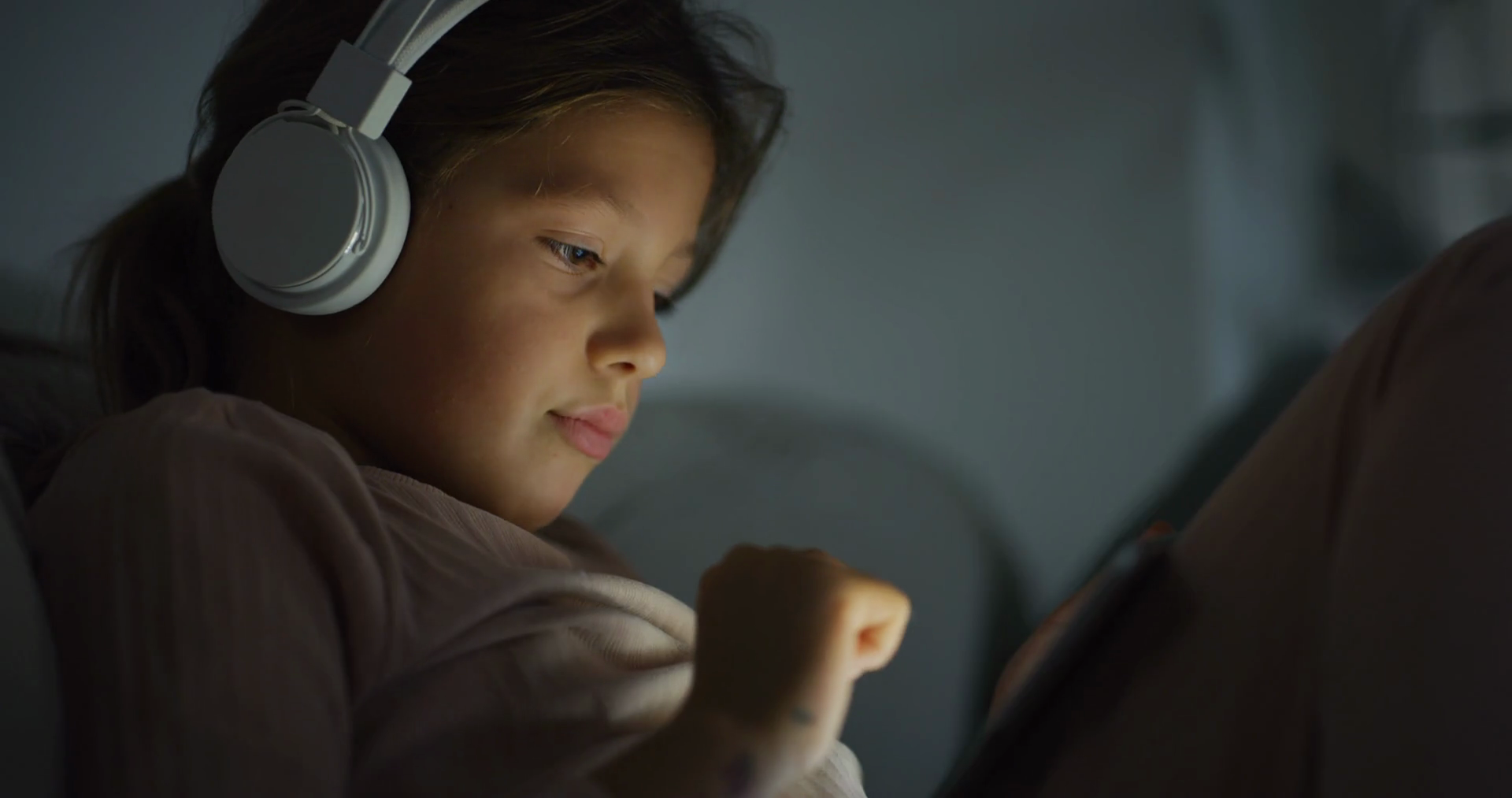 Little Girl Watching Video On Digital Tablet Stock Footage SBV ...