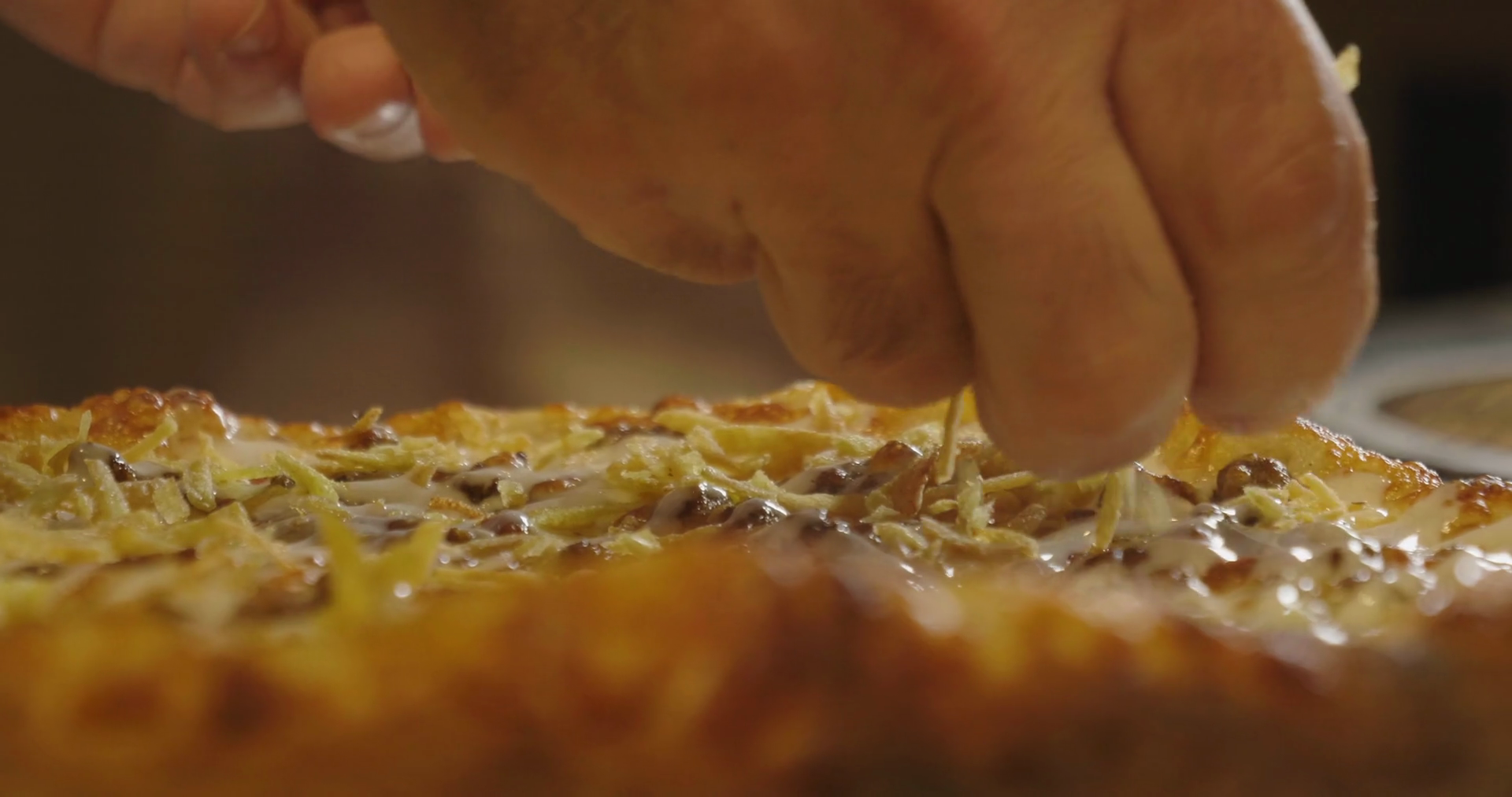 Close Up Of Pizza Chef's Hands Filling Pizza Stock Footage SBV ...