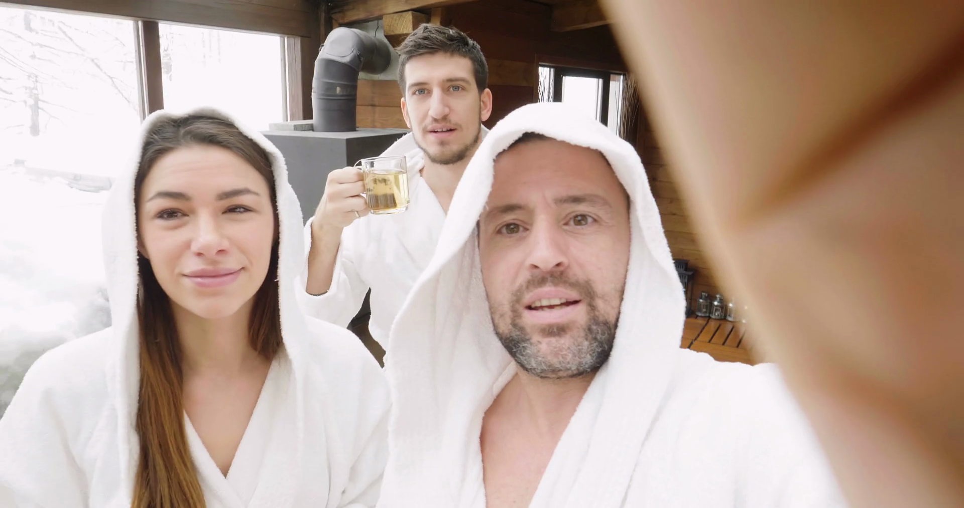 A Group Of Friends In Spa Takes Picture Have Stock Footage SBV ...