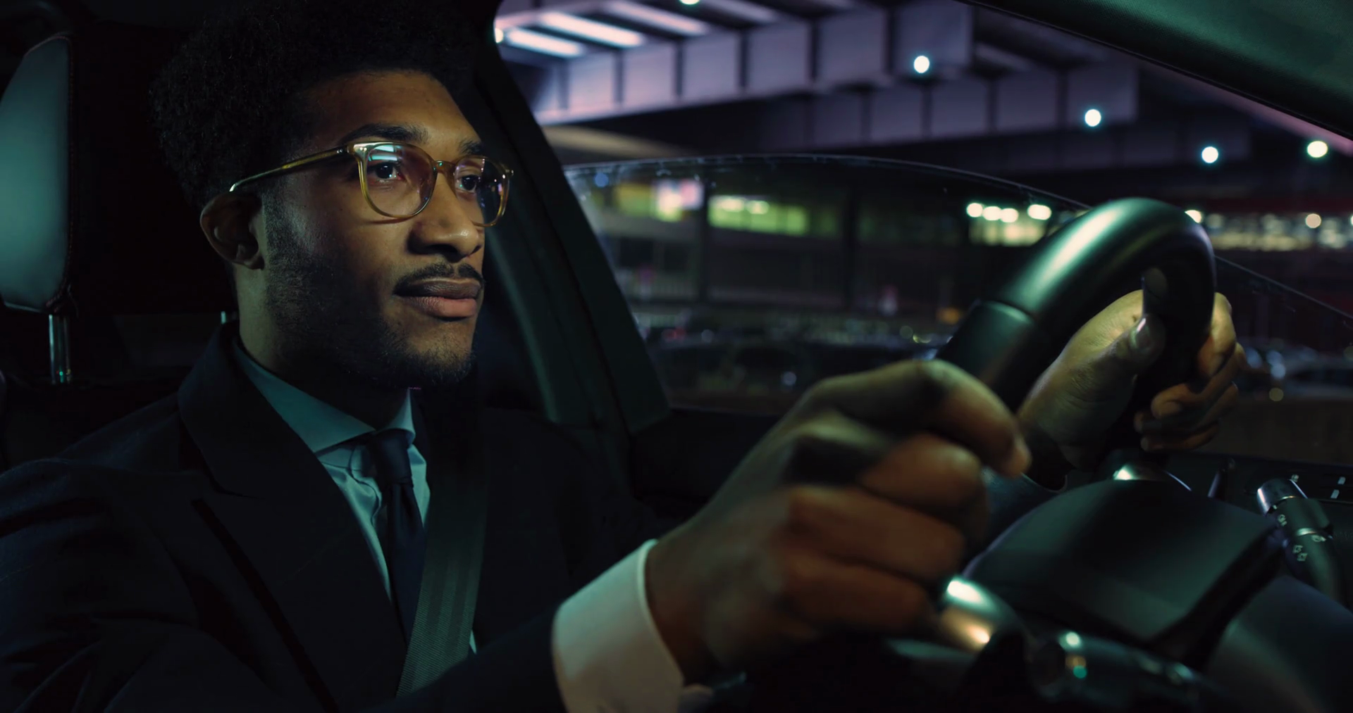 Handsome Black Man Driving Fancy Car At Night Stock Footage SBV ...