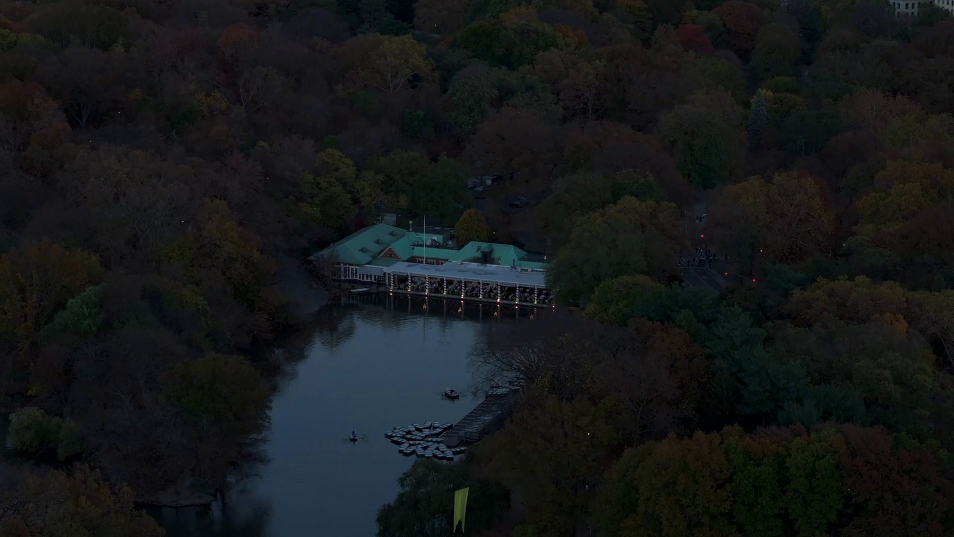 Aerial View Of Iconic Central Park Boathouse Stock Footage SBV ...