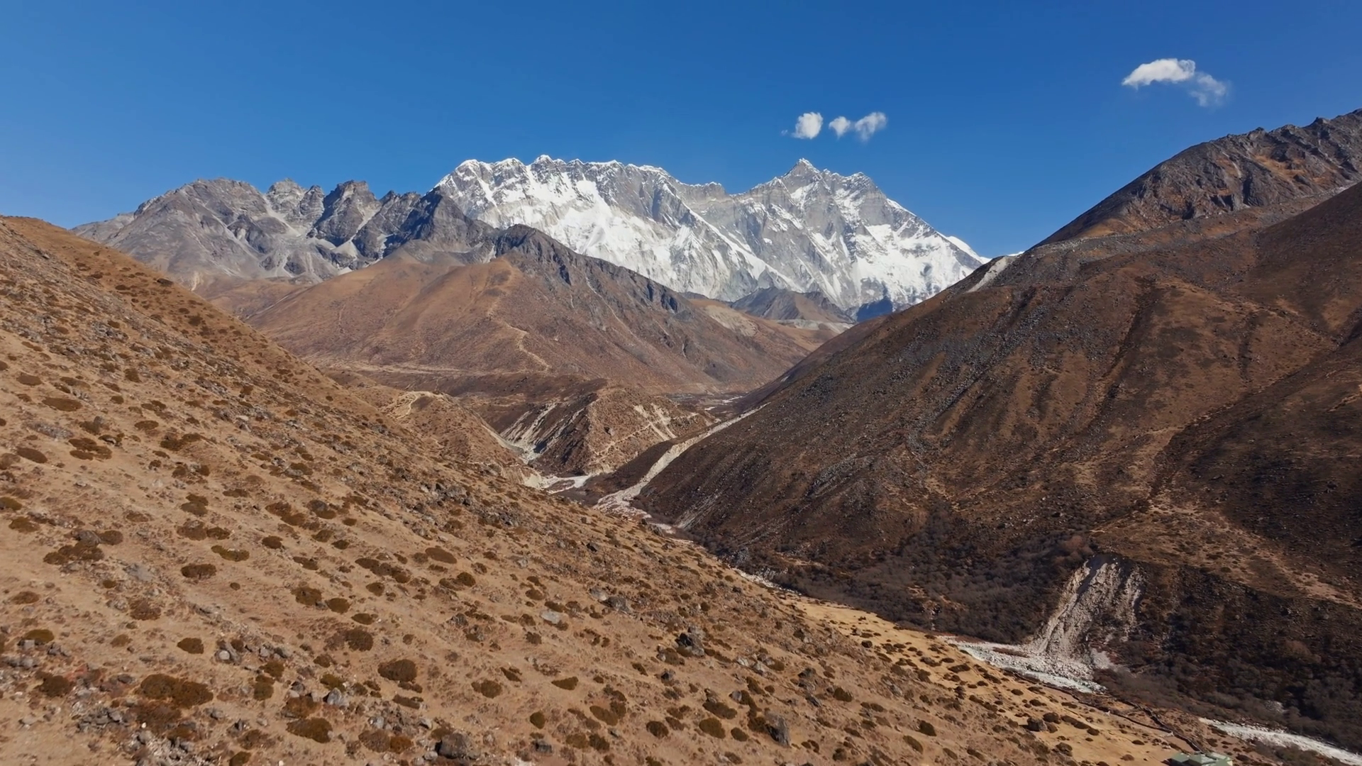 Snow Capped Everest Rising Above Rocky Stock Footage SBV-351877279 ...