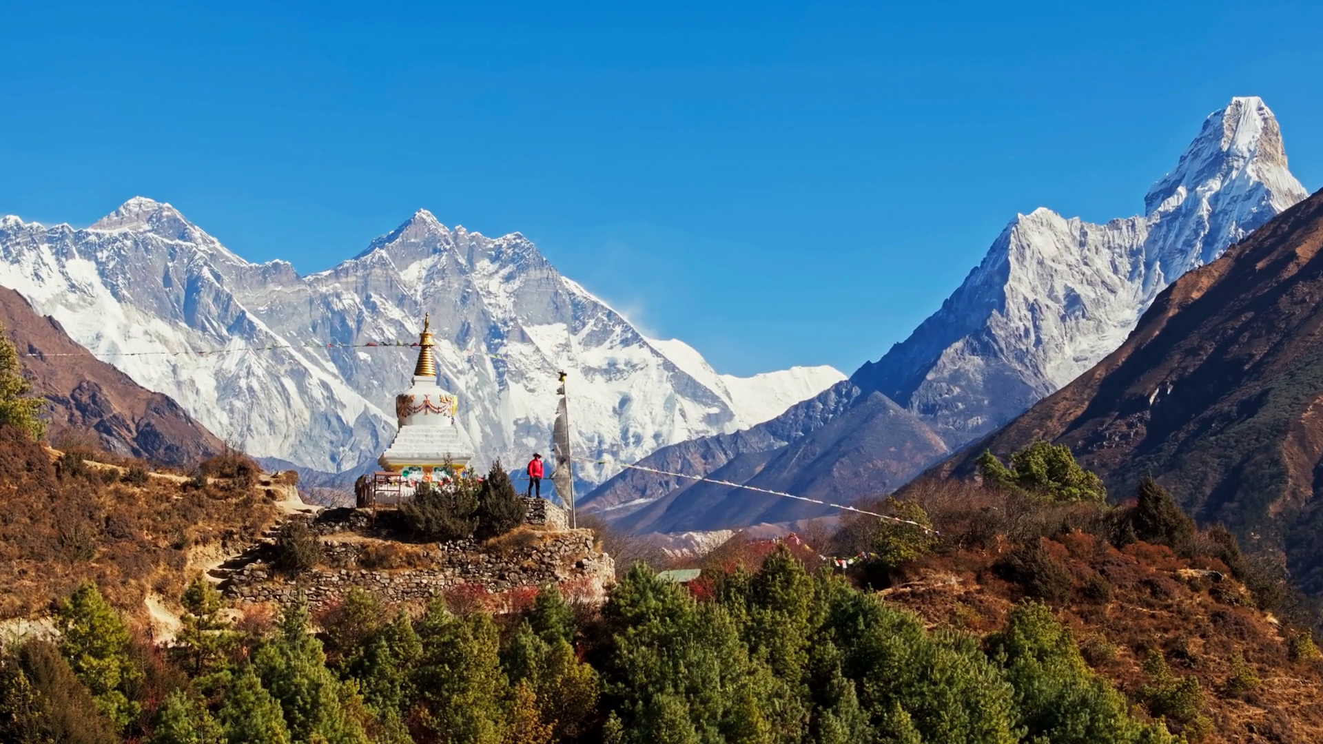 Majestic Mount Everest Towers Over Serene Stock Footage SBV-351902565 ...
