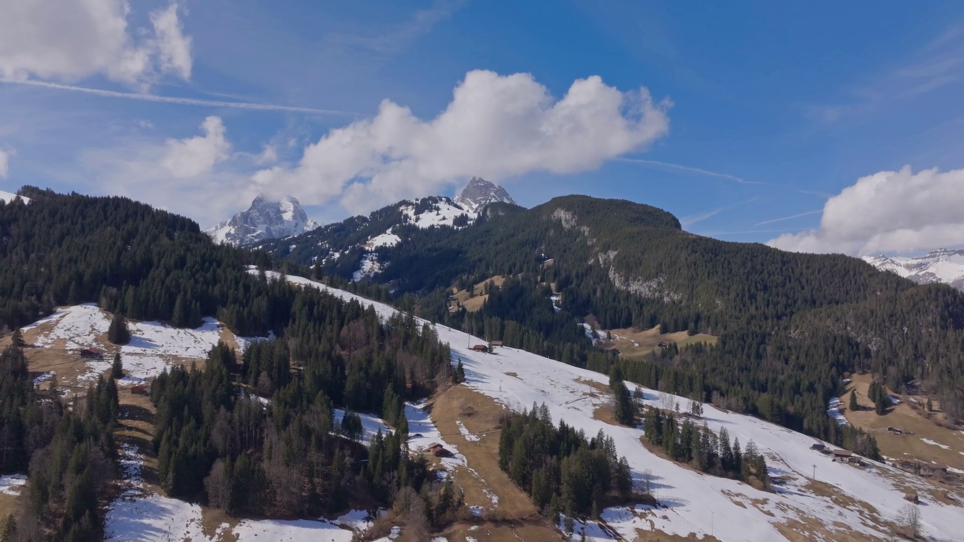 Aerial View Capturing Snow Covered Gstaad Stock Footage SBV-351970343 ...
