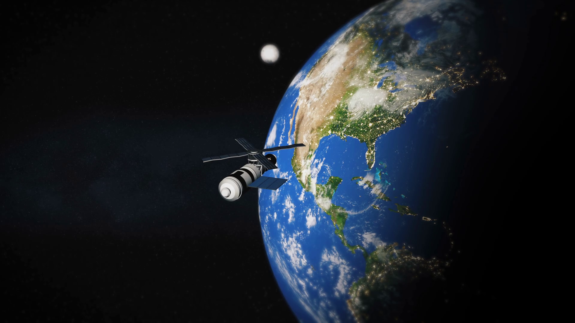 Amazing View Of Satellite Orbiting Planet Stock Footage SBV-347772619 ...