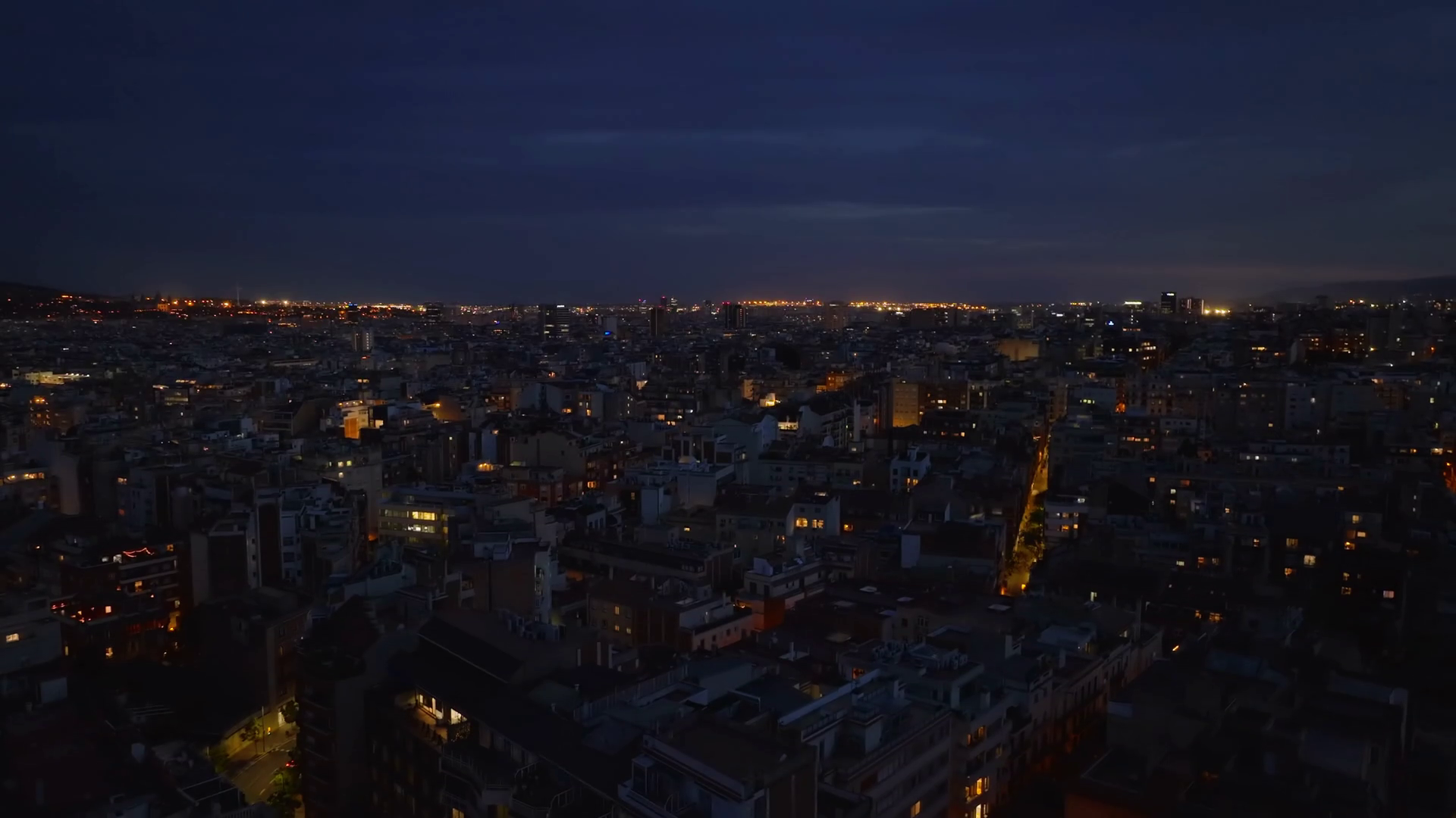 Aerial Ascending Shot Of Metropolis At Night Stock Footage SBV ...