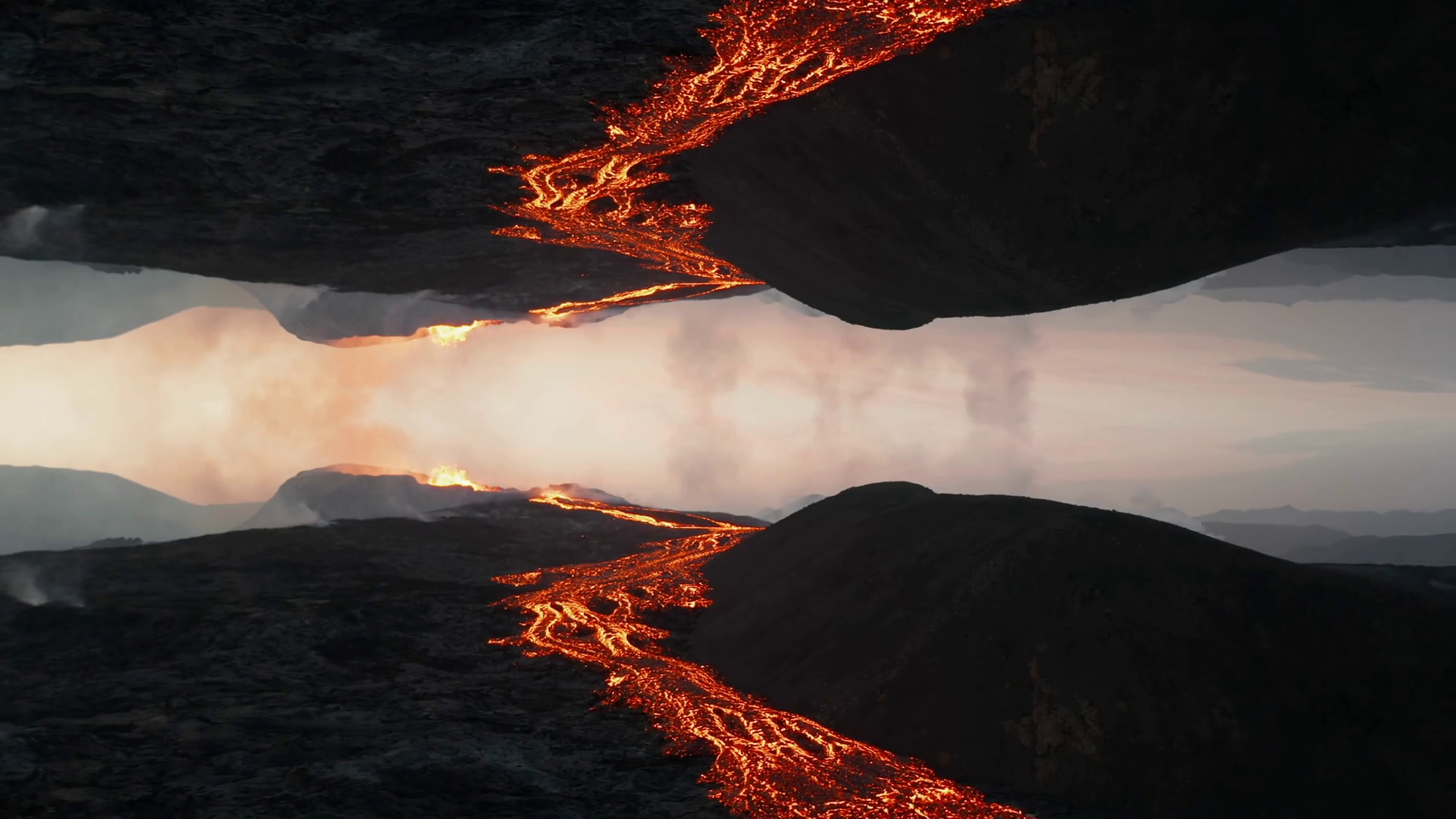 Fly Above Lava Flows On Volcano At Twilight Stock Footage SBV-348609531 ...