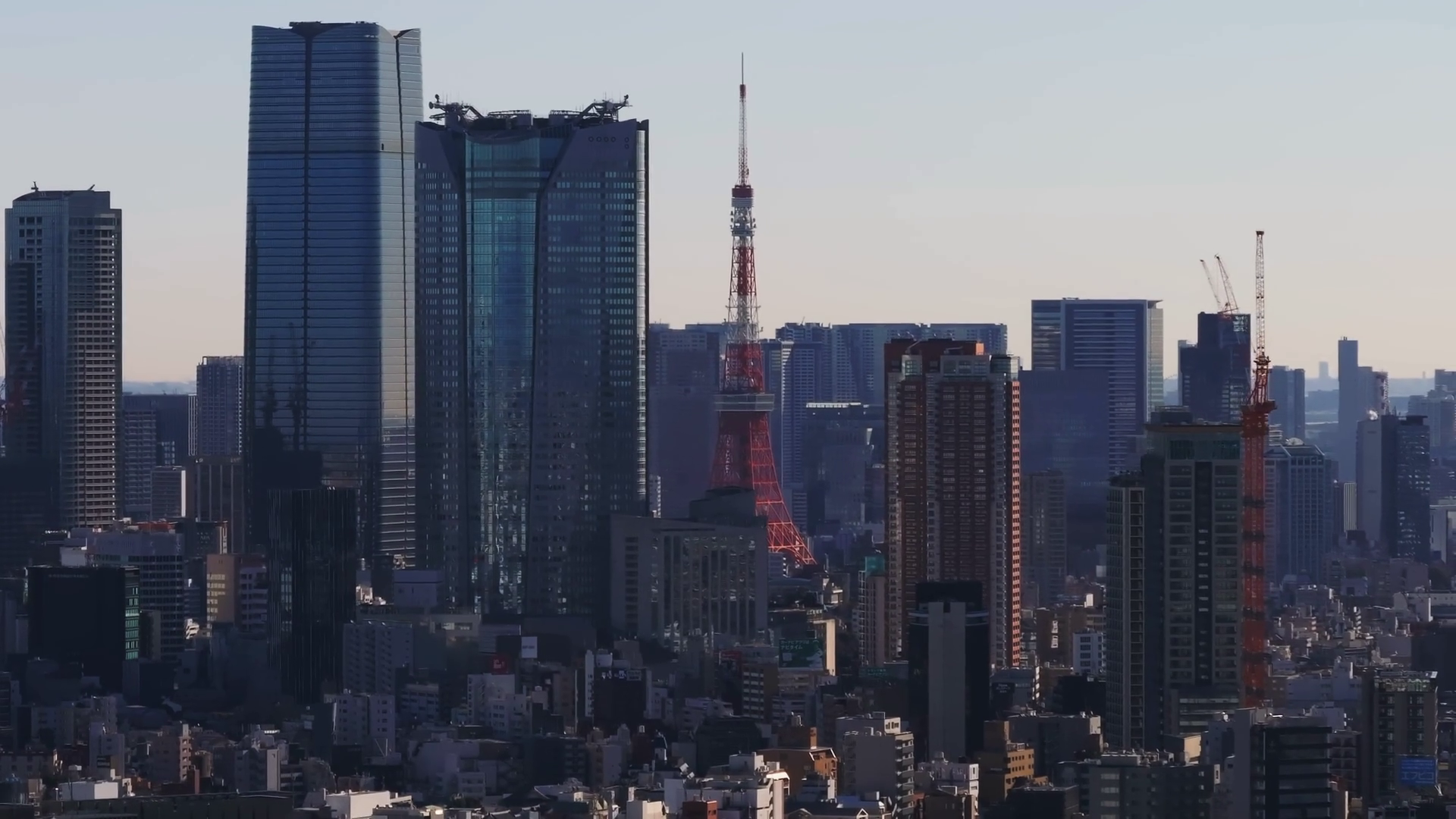 Tokyo Tower Between Modern Town Development Stock Footage SBV-348839780 ...