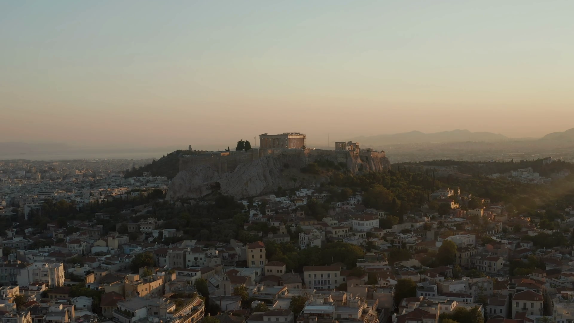 Aerial Dolly Towards Mountain With Acropolis Stock Footage SBV ...