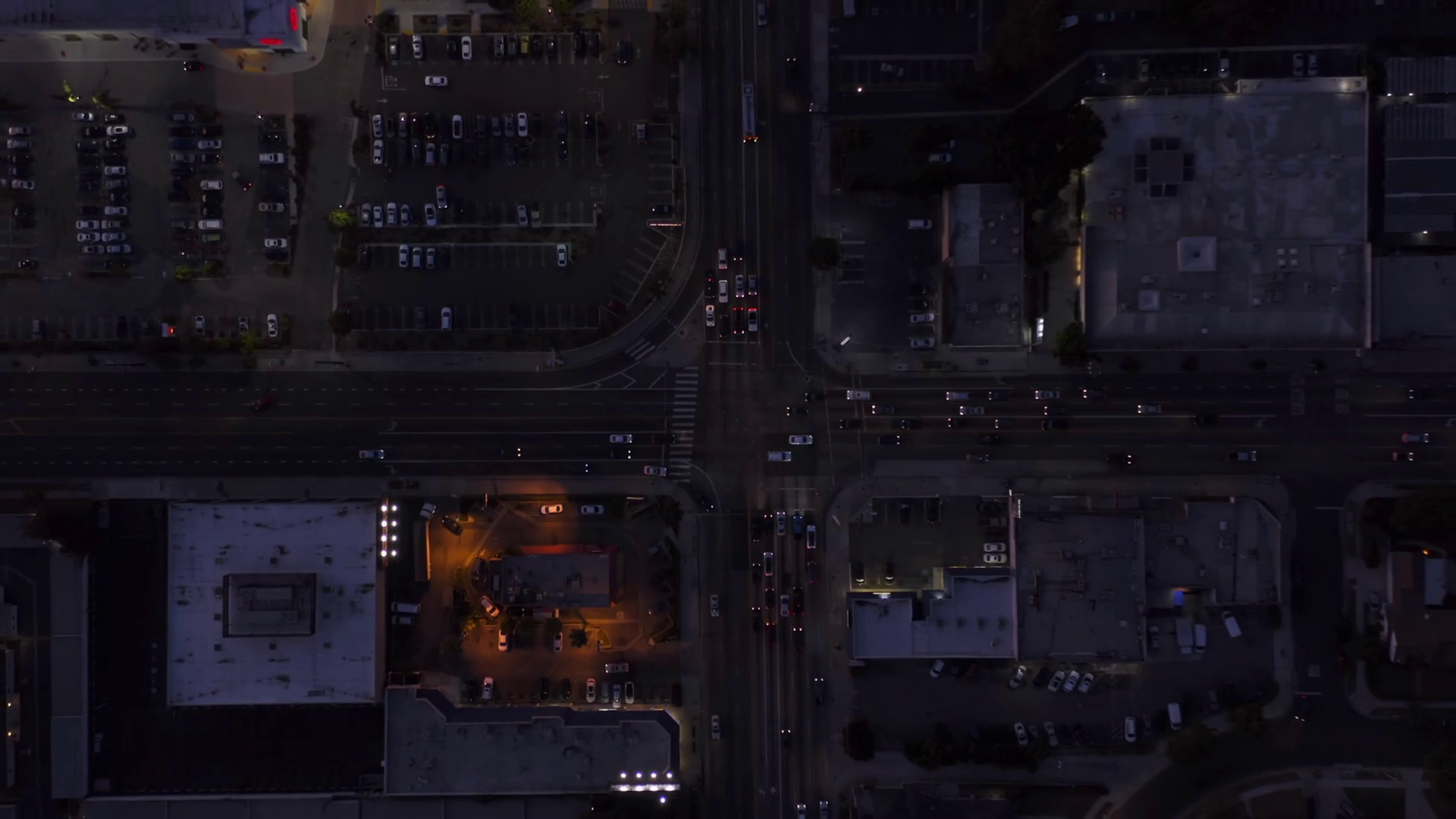 Top View Of City Road Intersection Sunset At Stock Footage SBV ...