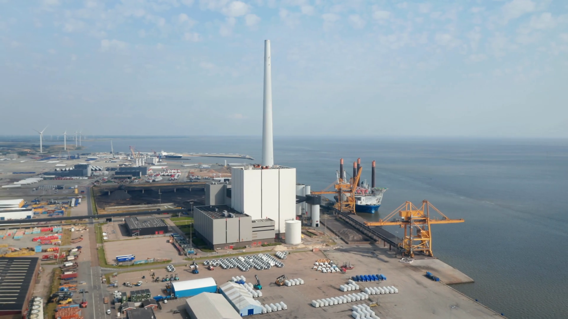 Aerial View Over City Of Esbjerg With Slow Stock Footage SBV-347627394 ...