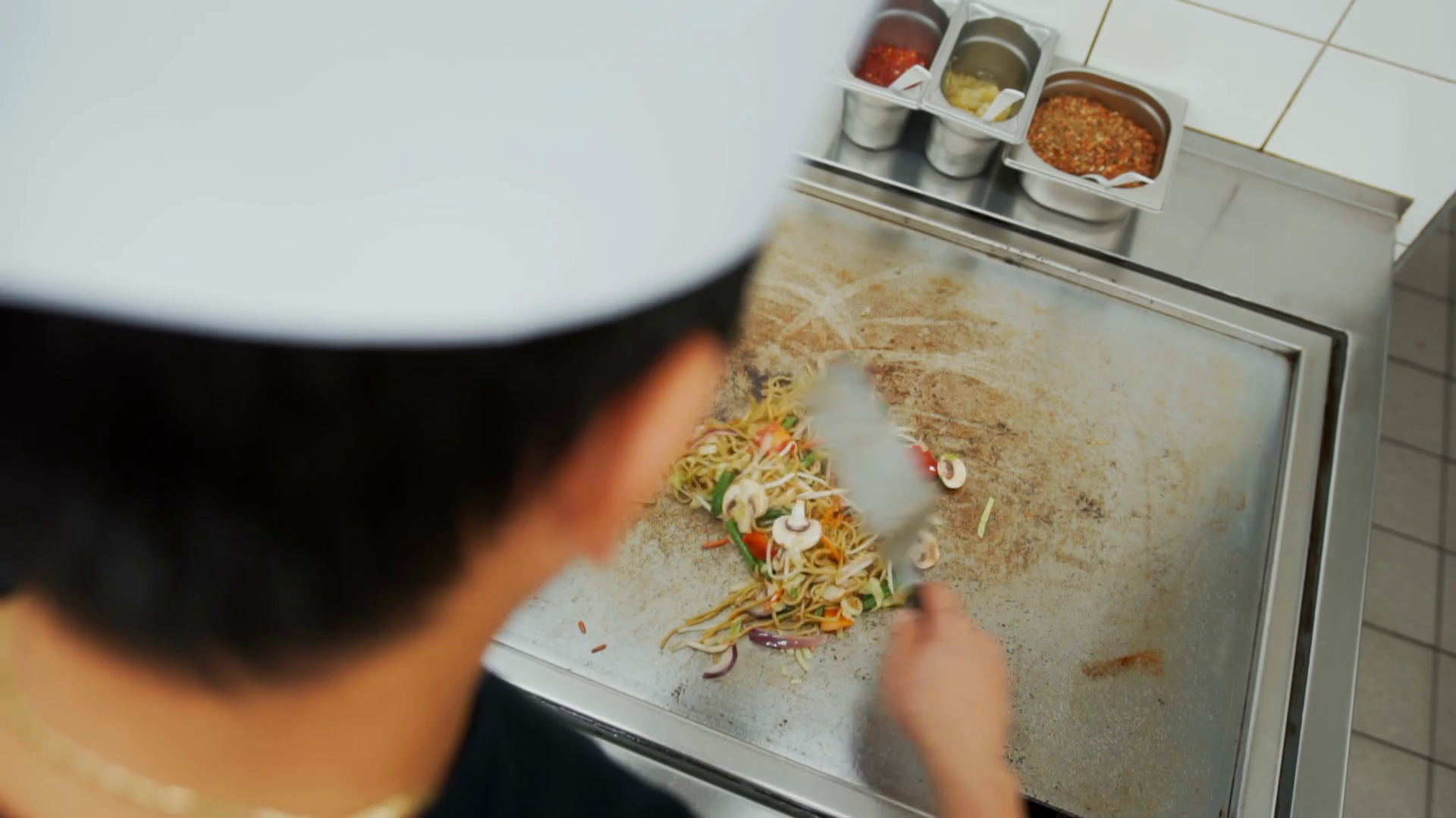 Over Shoulder View Of Professional Cook Stock Footage SBV-347712144 ...