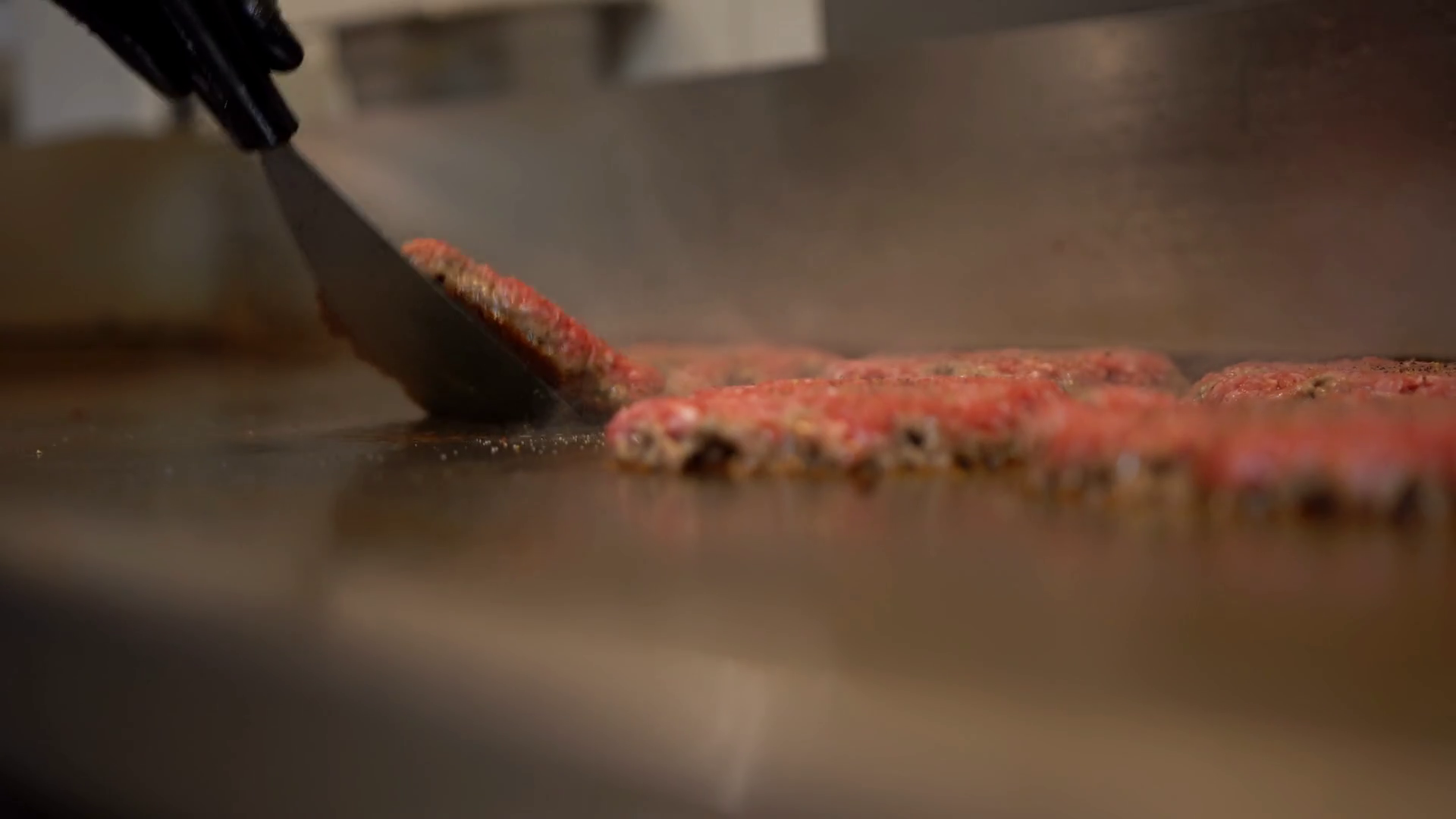 Cook Flipping Burger Meat In Restaurant Stock Footage SBV-347712075 ...