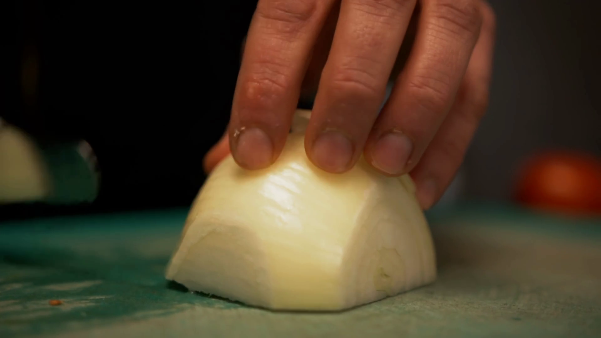 Slicing Onion On Thin Slices Close Up View Stock Footage SBV-347712066 ...