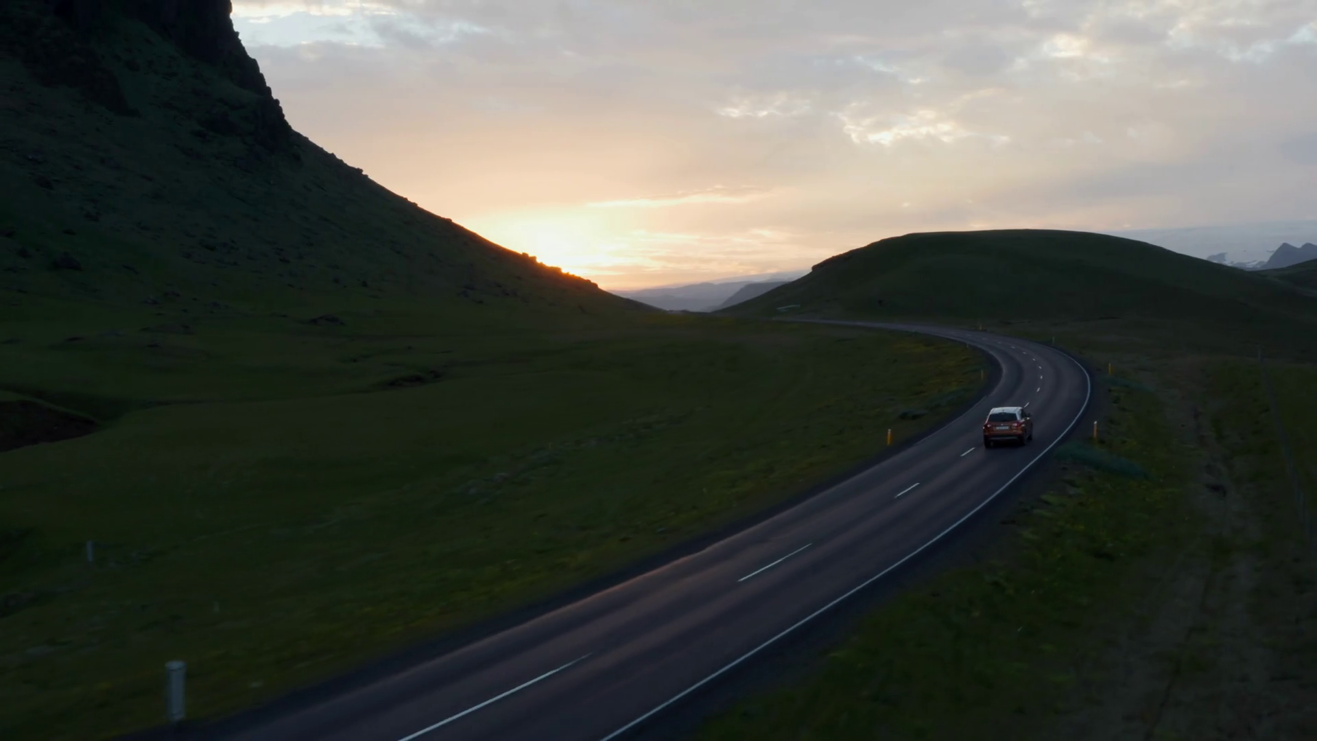 Drone View Of Highway Car Peacefully Driving Stock Footage SBV ...