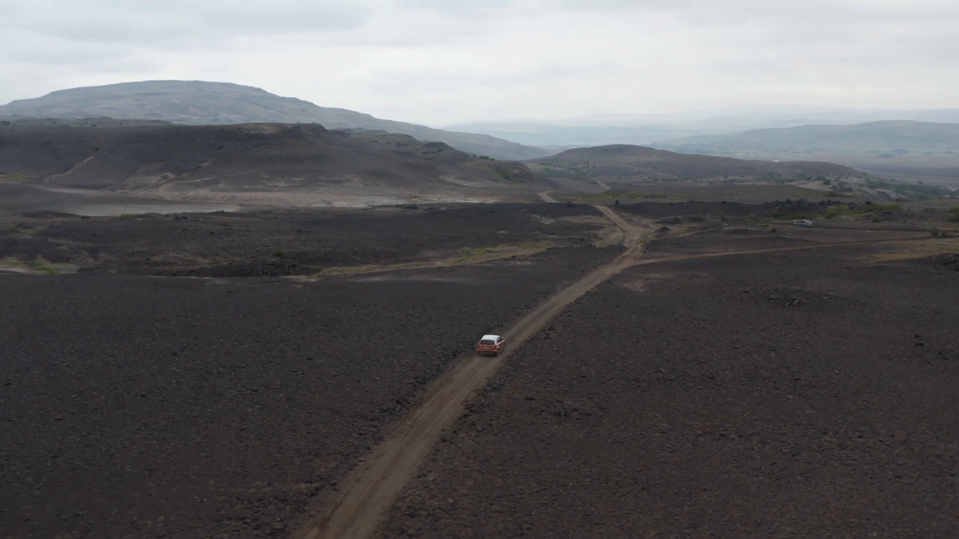 Birds Eye View Car Driving Dirt Road Stock Footage SBV-347669685 ...