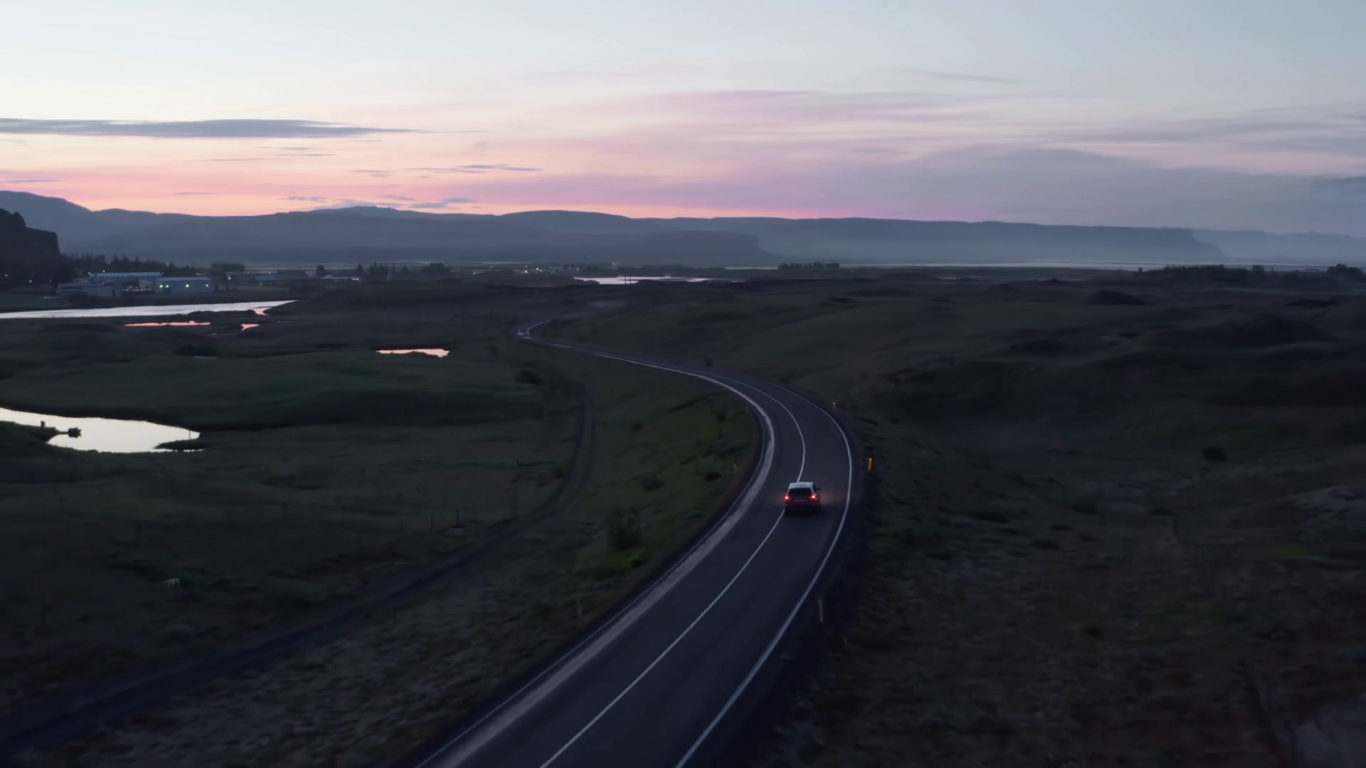 Drone View Of Highway Car Peacefully Driving Stock Footage SBV ...