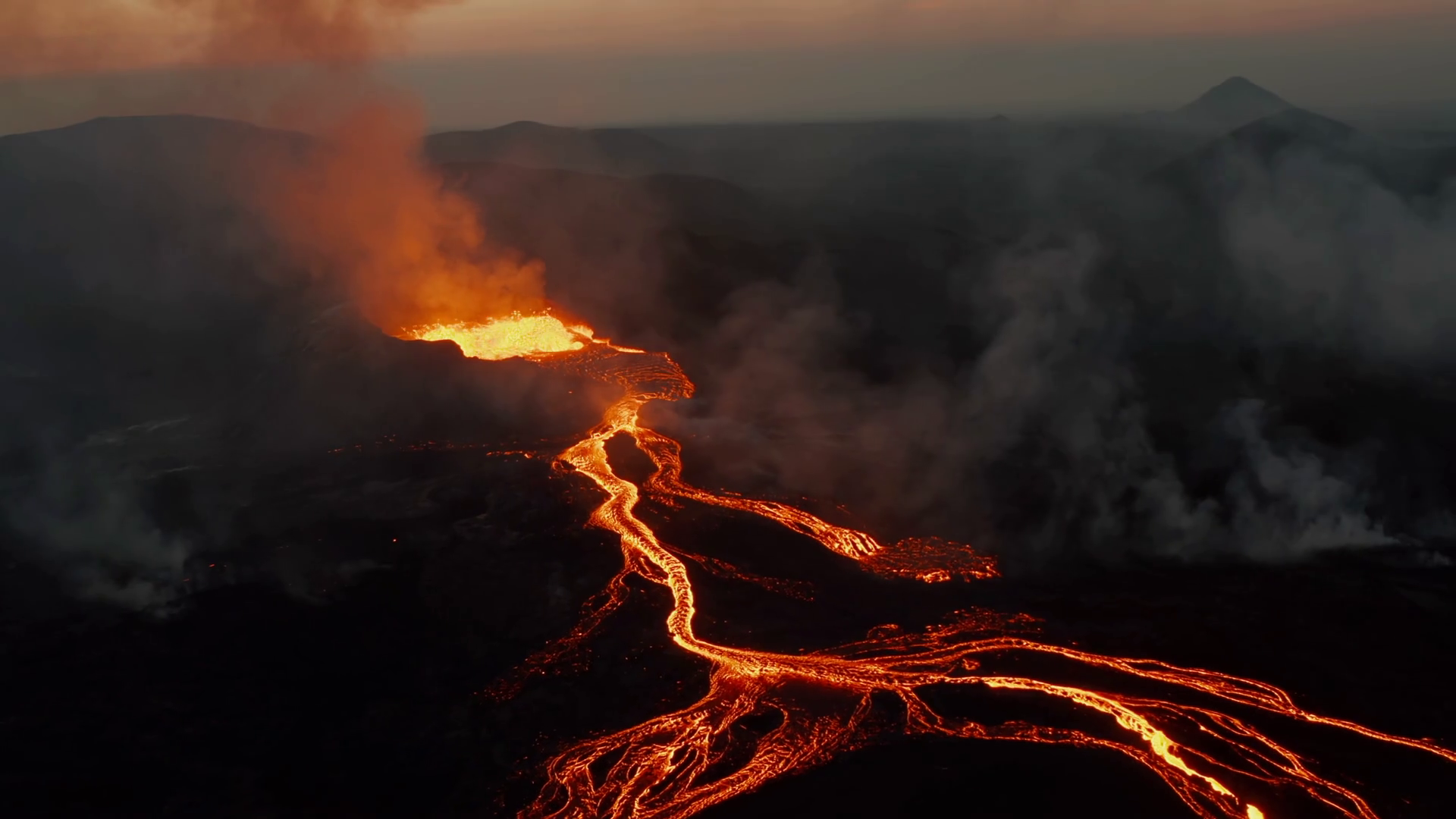 Amazing High Angle View Of Molten Lava Stock Footage SBV-347682767 ...