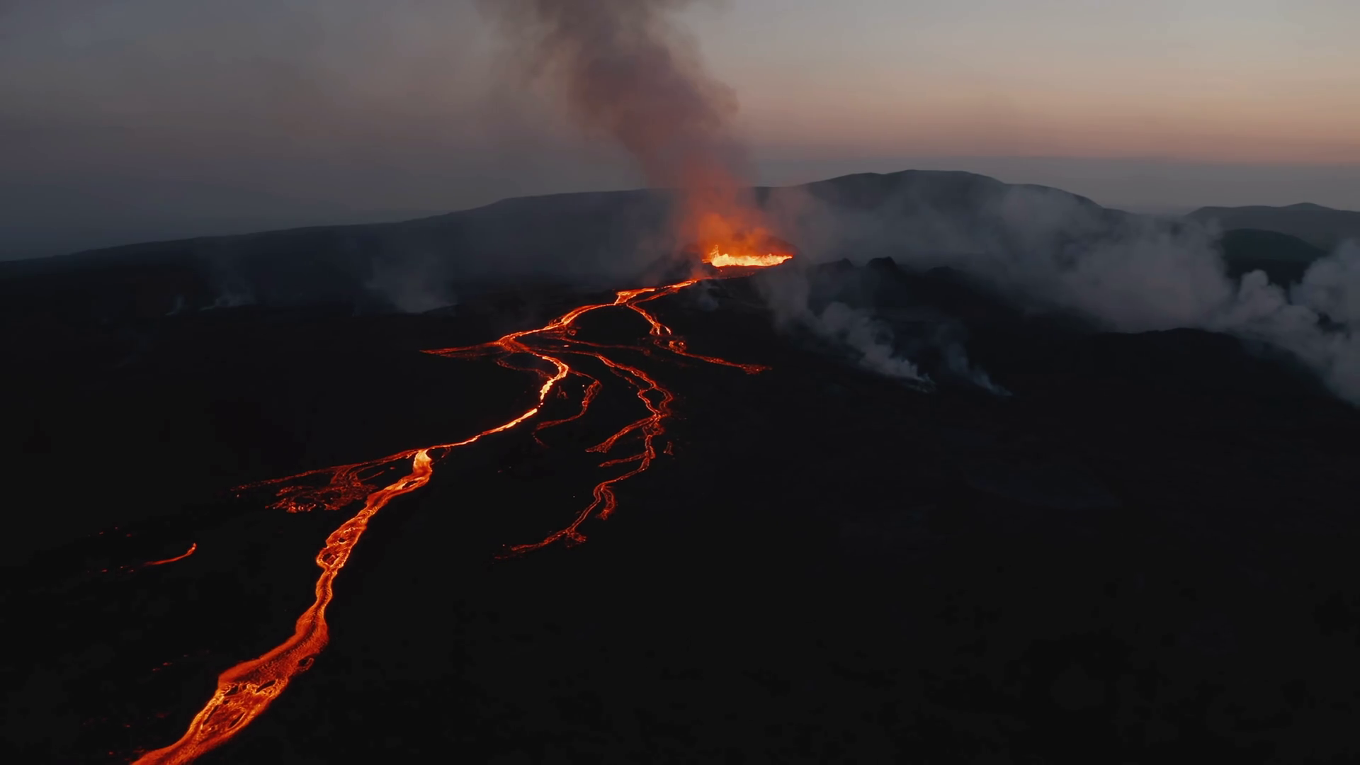 Panoramic View Of Erupting Volcano In Stock Footage SBV-347682414 ...