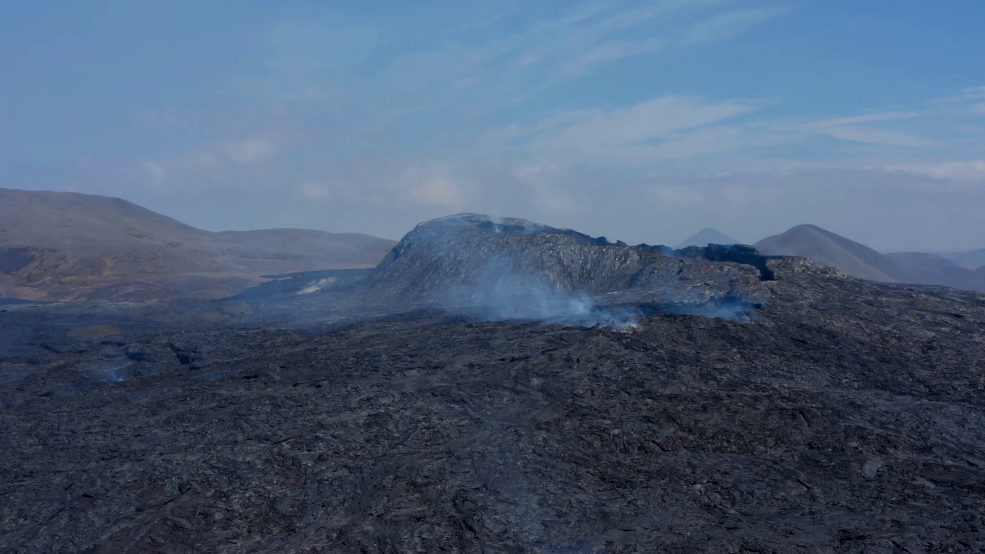 Slide Pan Aerial View Of Volcanic Landscape Stock Footage SBV-347682307 ...