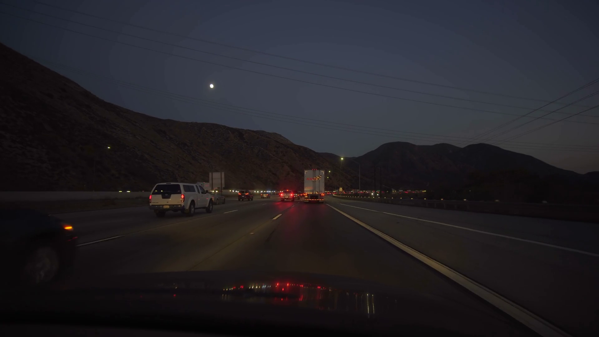 Nighttime Highway Drive With Car Hood Stock Footage SBV-347711862 ...