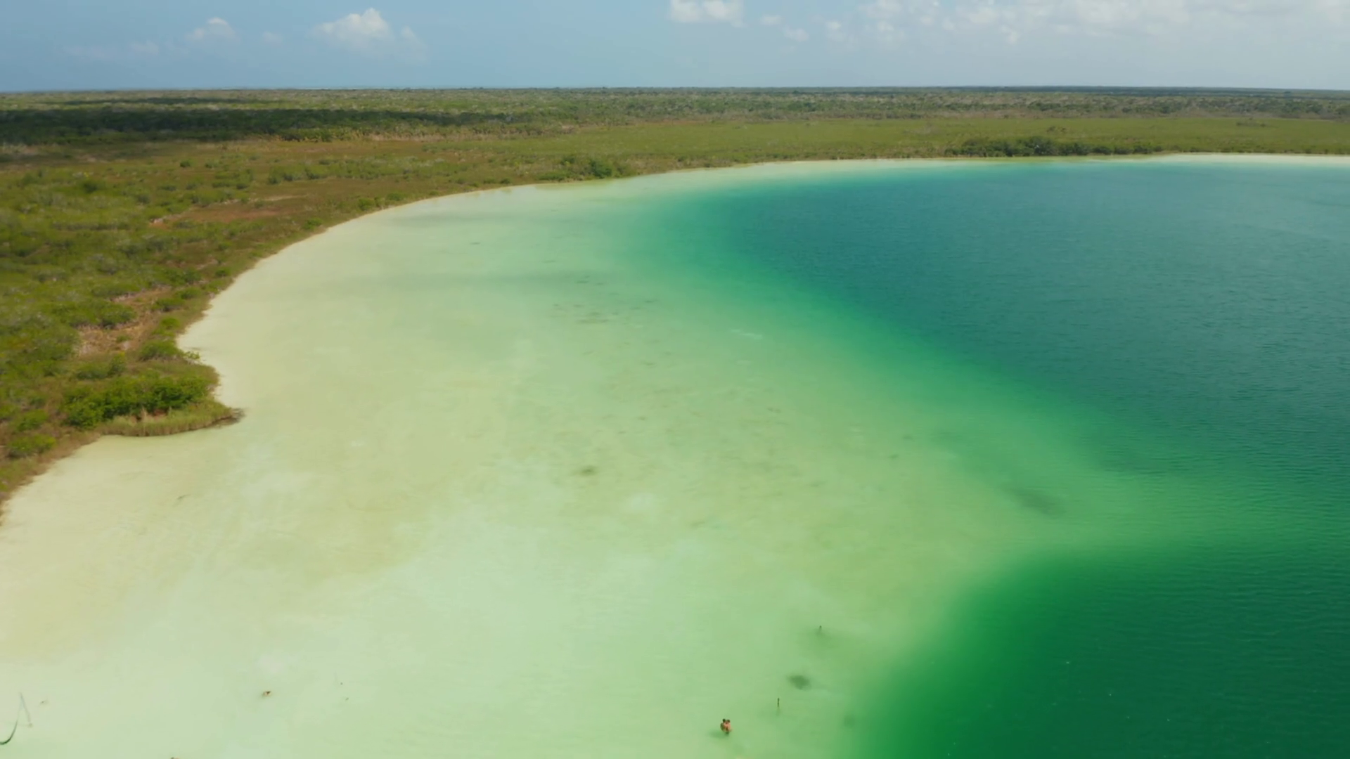 Forwards Fly Above Shore Of Emerald Green Stock Footage SBV-347673521 ...