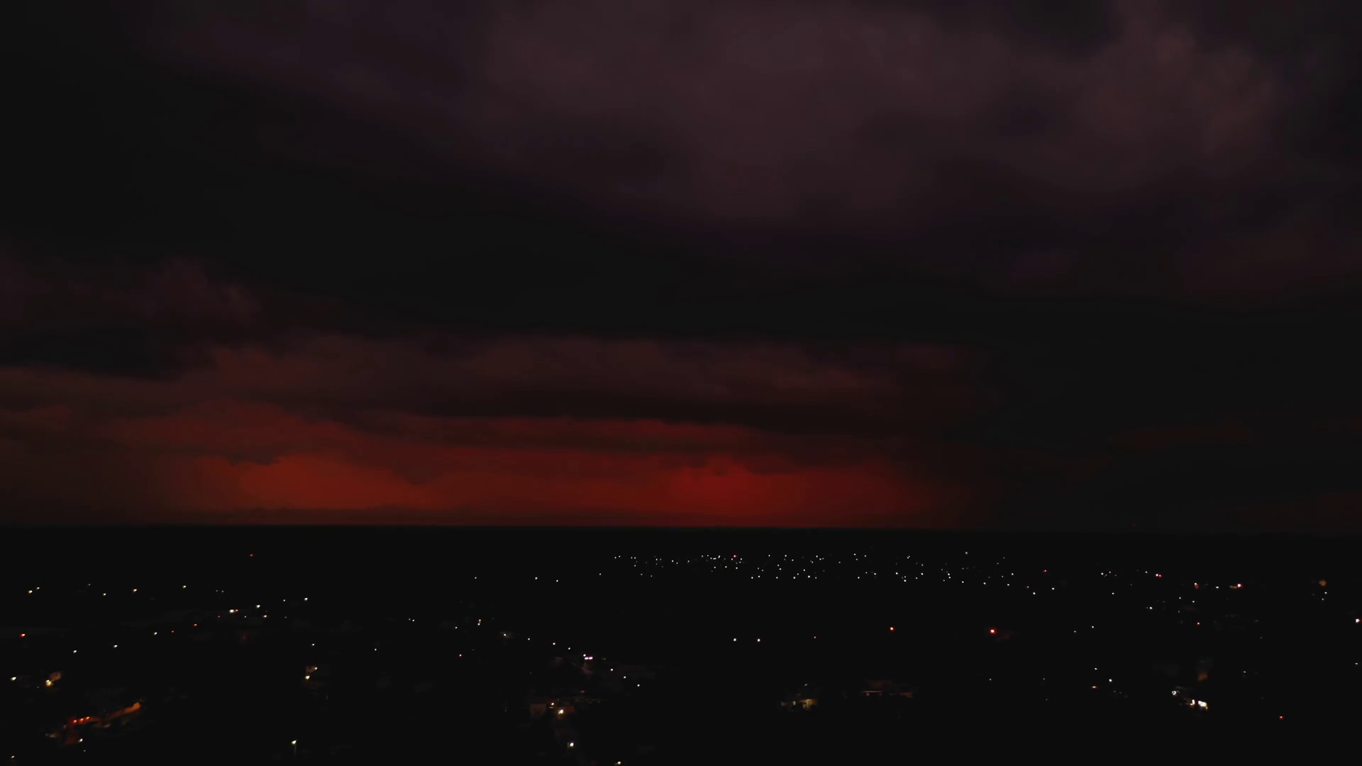 Fly Above Night City Red Clouds Seldom Flash Stock Footage SBV ...