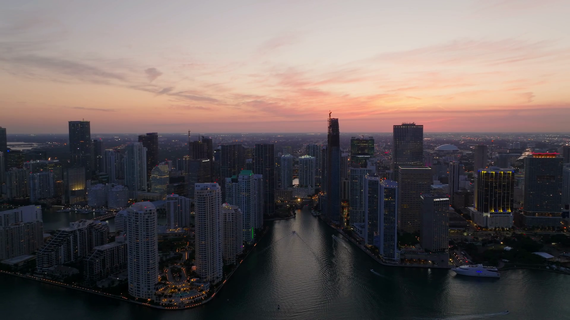 Twilight View Of Modern High Rise Downtown Stock Footage SBV-347607012 ...