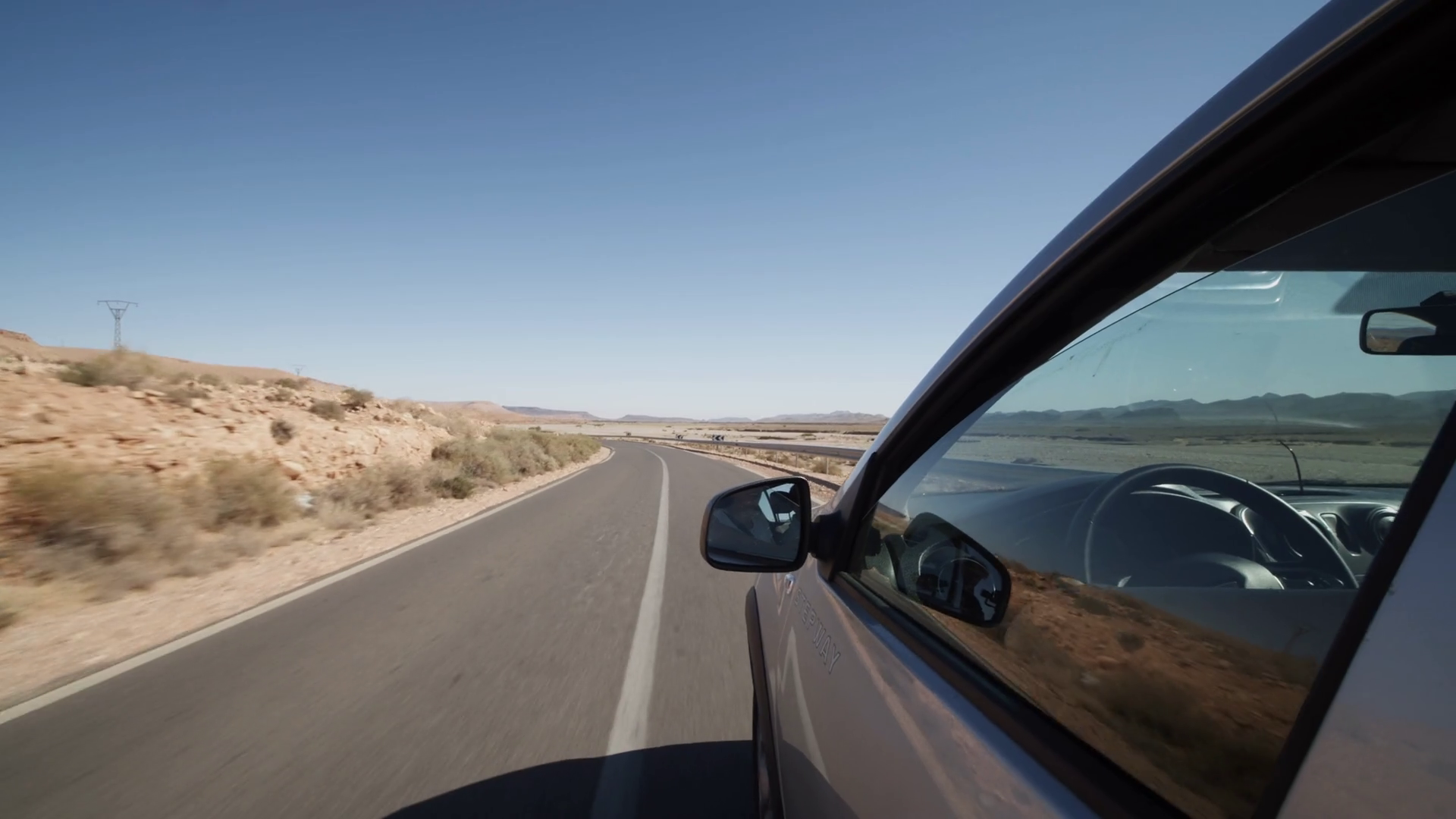 Driving On Empty Road Through Dry Barren Stock Footage SBV-347703699 ...