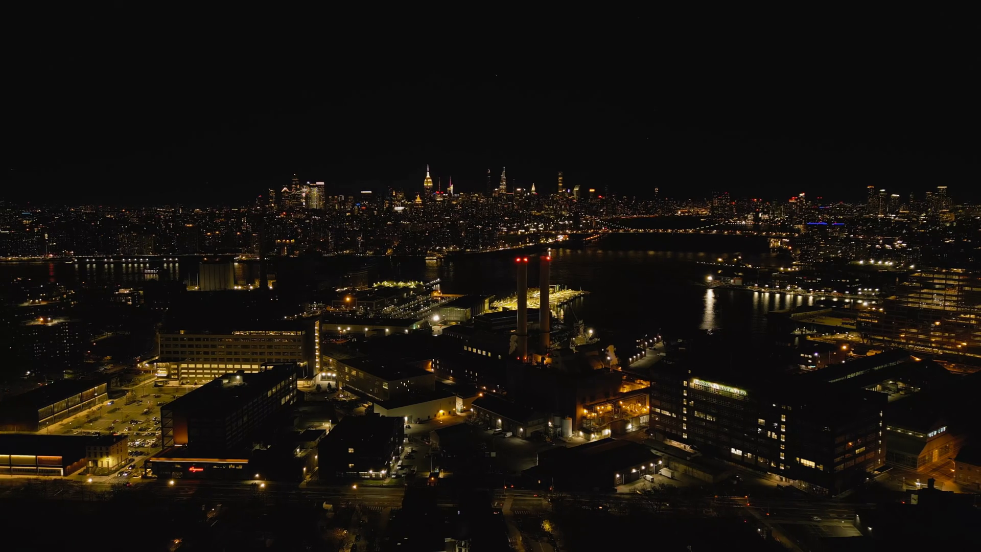 Fly Above City Illuminated Buildings On Stock Footage SBV-347491927 ...