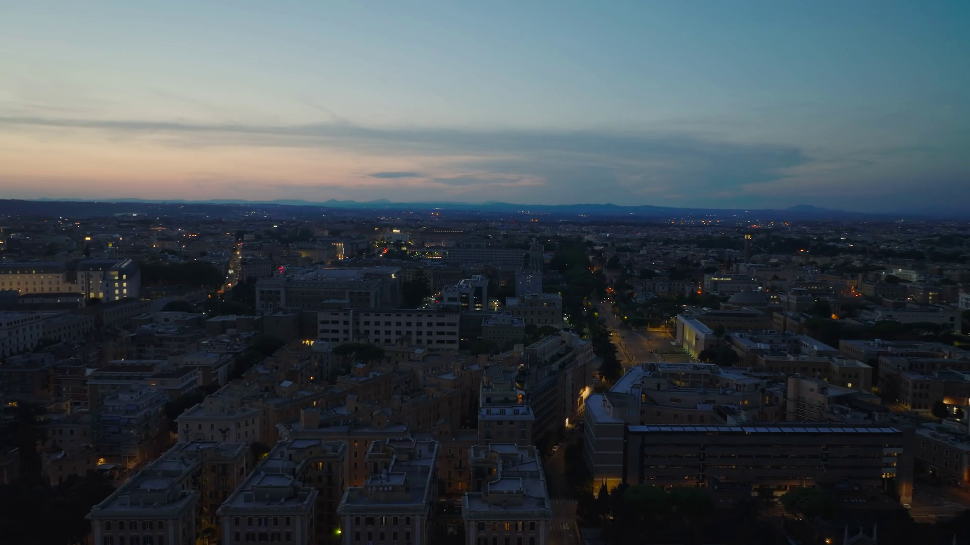 Forwards Fly Above Dimmed Buildings In Stock Footage SBV-347689542 ...